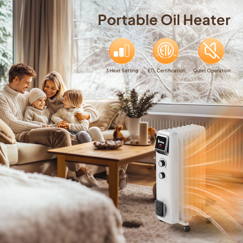 Winado 1500-Watt Electric Oil-Filled Radiator Space Heater In White ...