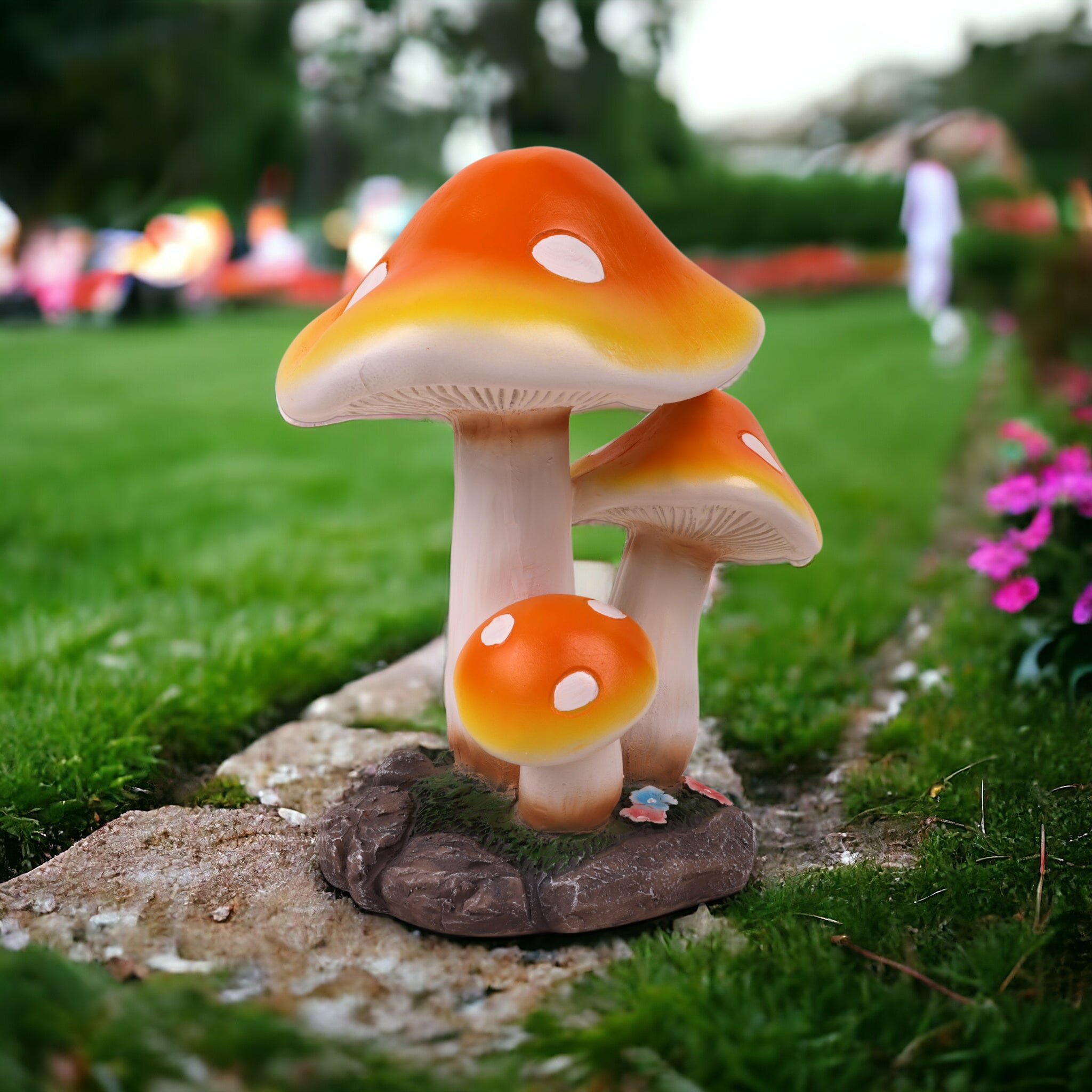 Latitude Run® Rakhi Outdoor Garden Statues, Mushroom Sculpture, Orange ...