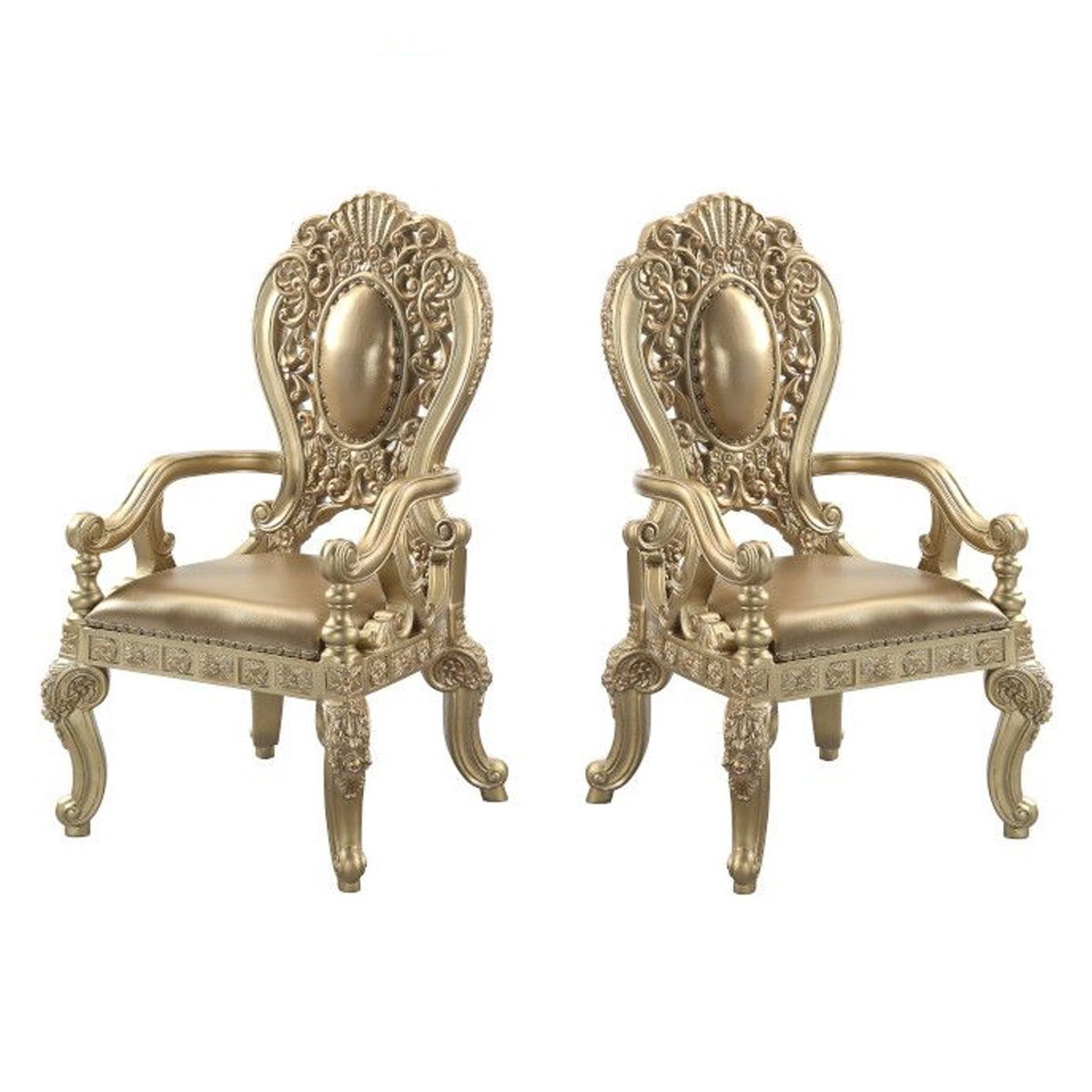 Simple Relax King Louis Back Arm Chair in Tan/Gold | Wayfair