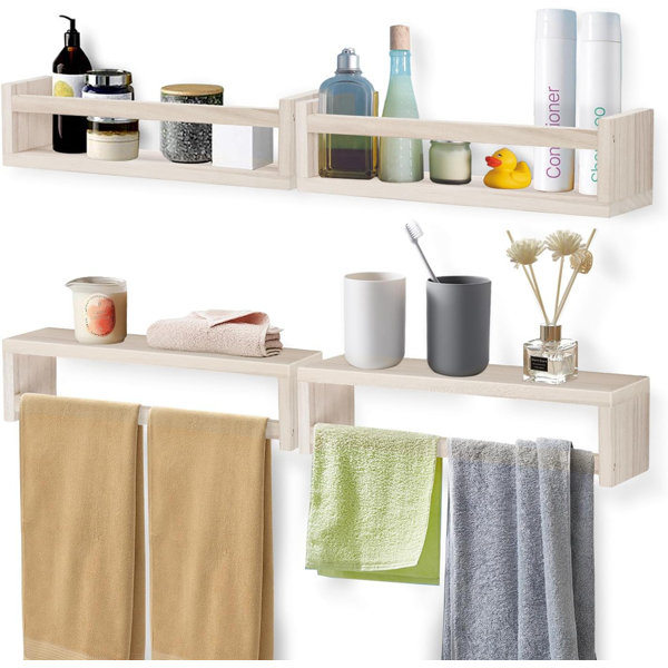 Ebern Designs Poelm 4 Piece Pine Solid Wood Floating Shelf | Wayfair