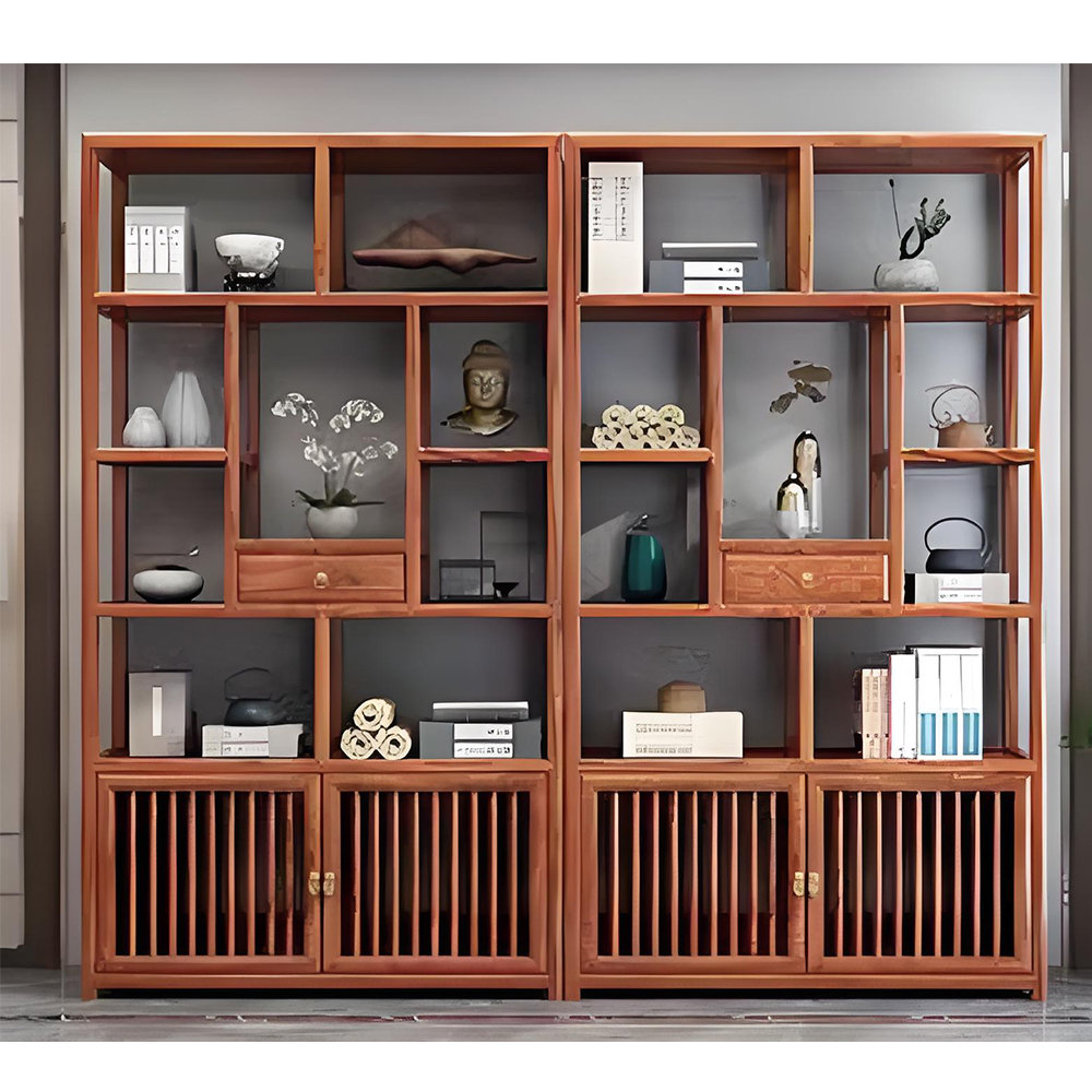 Parttlion New Chinese style shelf solid wood bookcase | Wayfair