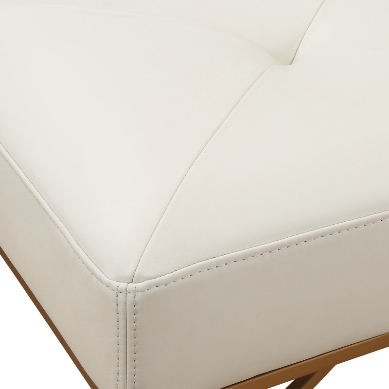 Everly Quinn Nehmia Ivory Leather Bench | Wayfair