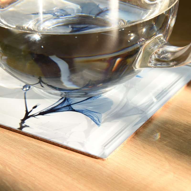 Empire Art Direct Pretty Bouquet Super White Glass Coasters with Cork ...