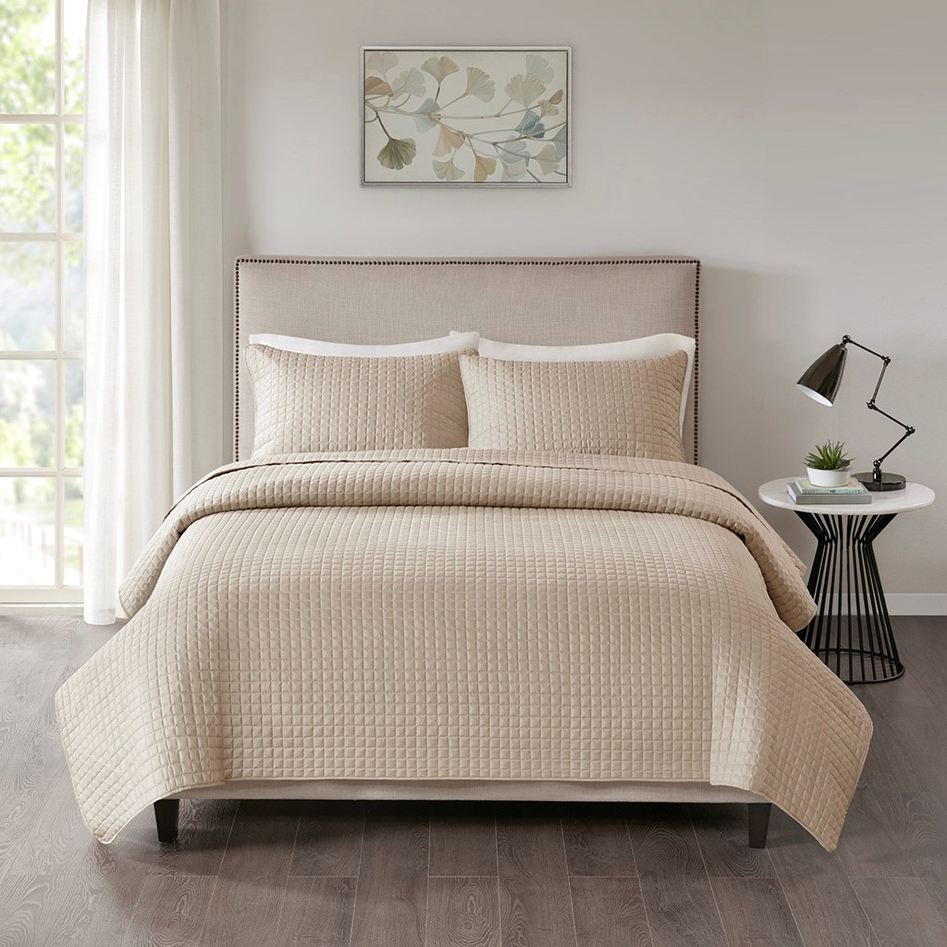 EchoElegance Khaki Full/Queen Reversible 3 Piece Bedding Quilt ...