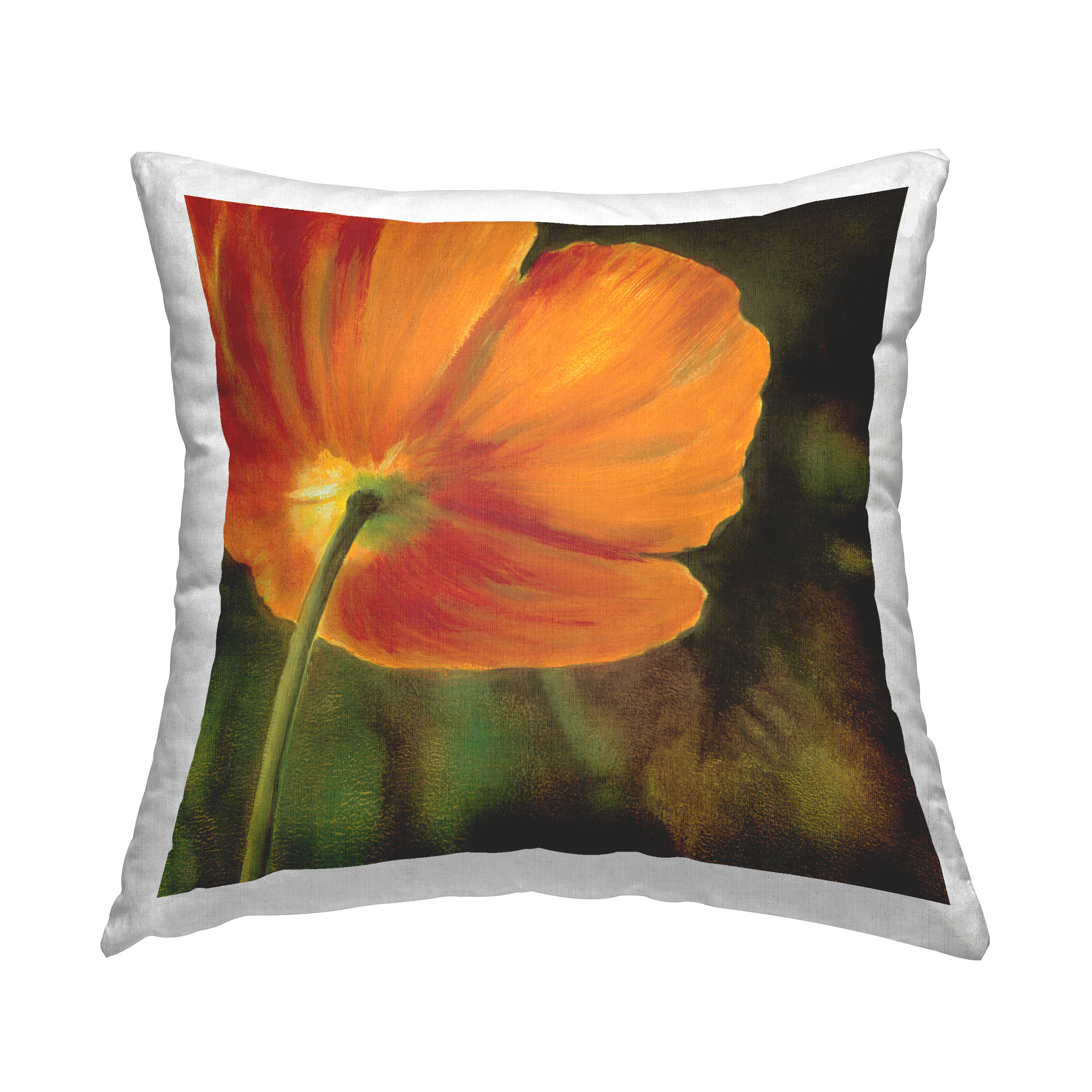 Stupell Industries Orange Poppy Flower Nature Printed Throw Pillow ...