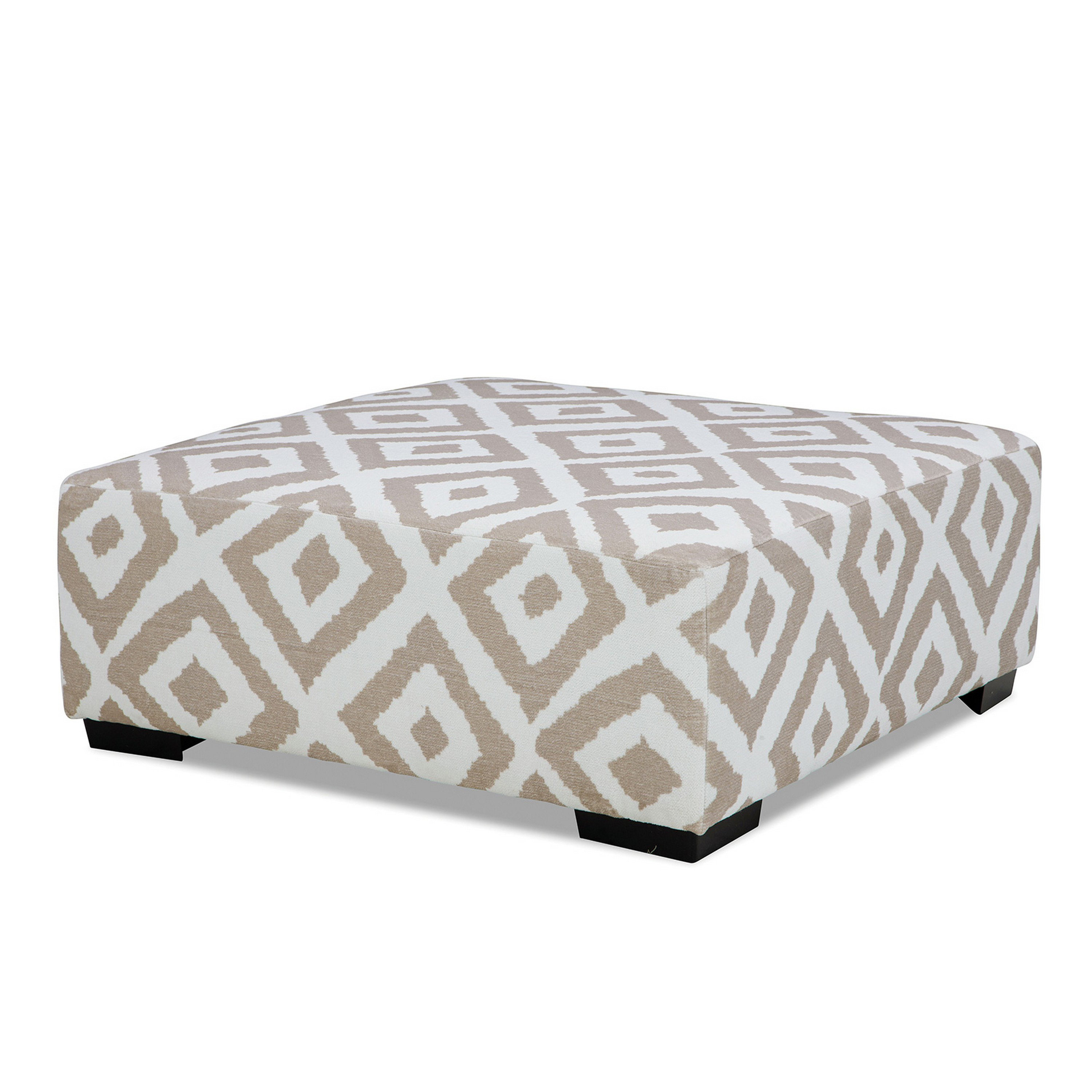 Benjara Laila Ottoman, Geometric Design, 41 Inch Chenille | Wayfair