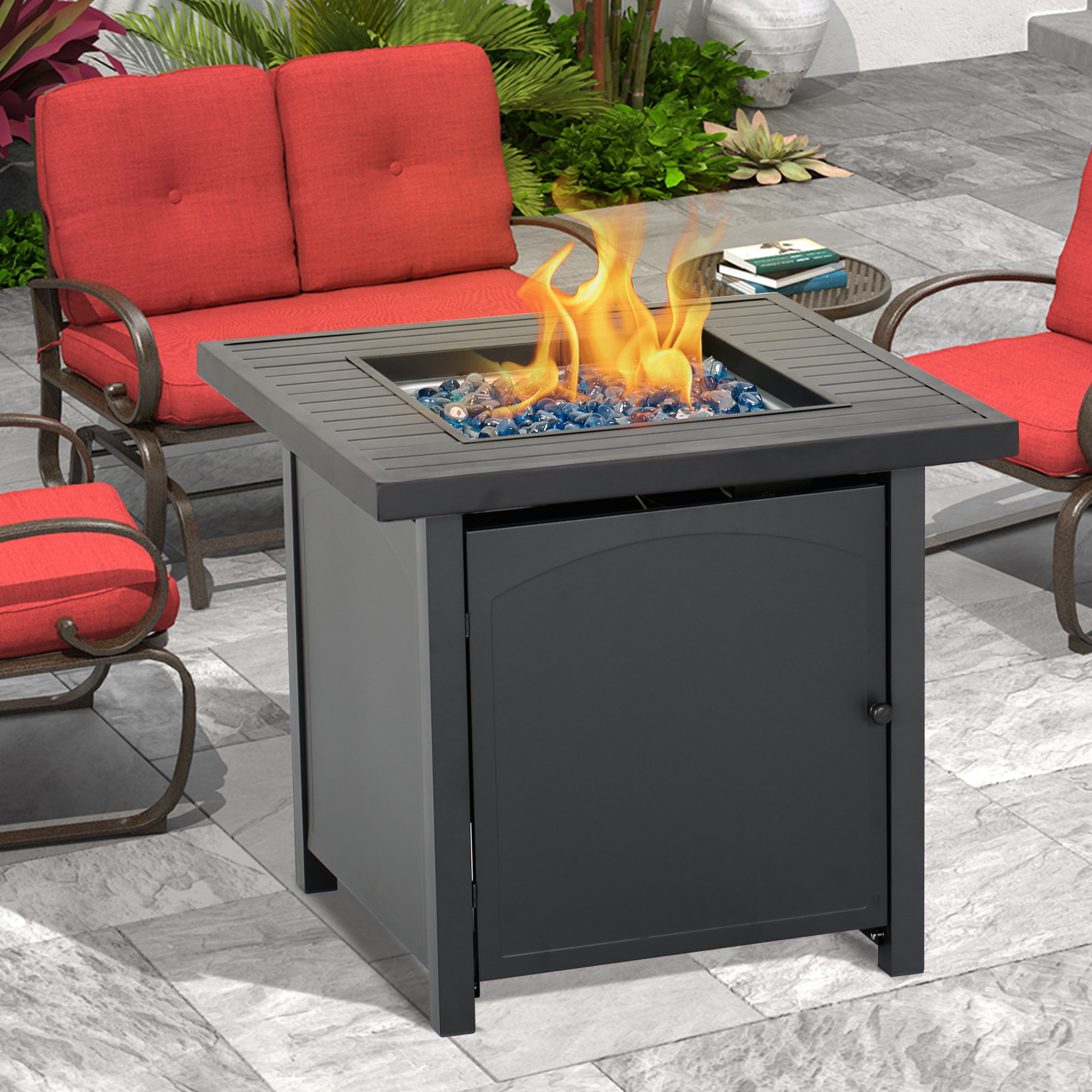 Latitude Run® 28 In. Square Gas Fire Table - Wayfair Canada