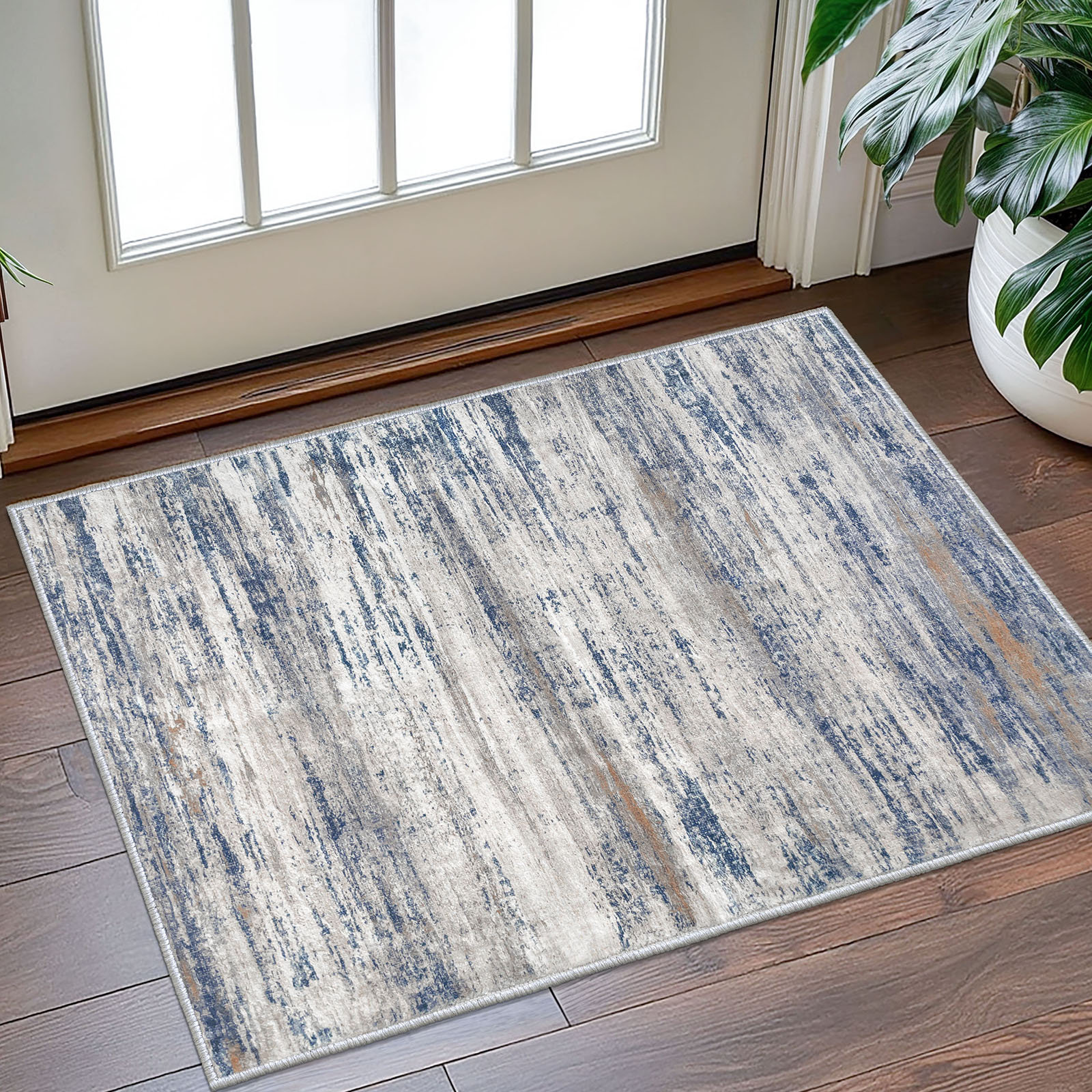 17 Stories Machine Washable Area Rugs Rubber Backed Rug for Bedroom ...