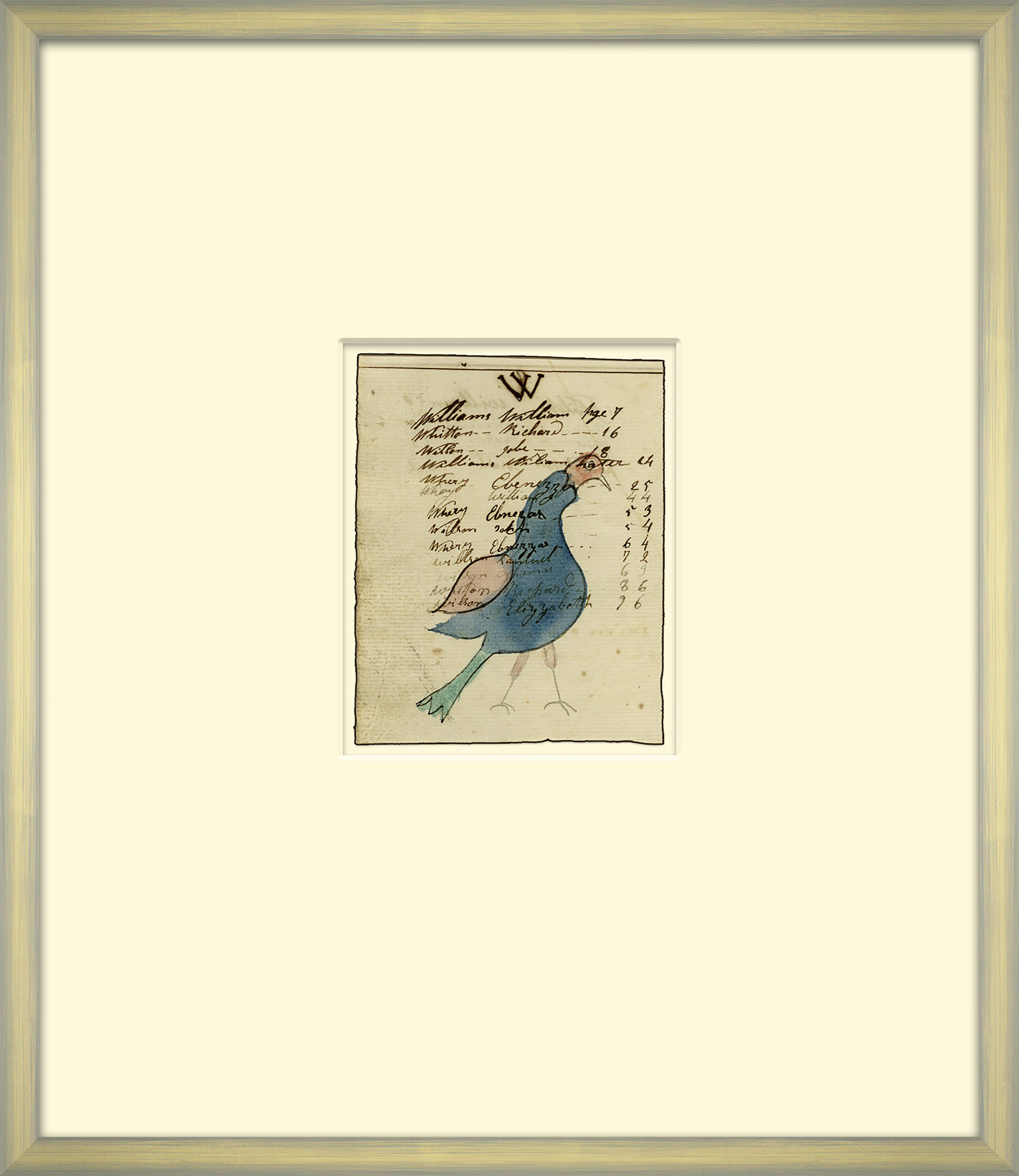 Soicher Marin Mennonite Drawing, Blue Bird - Picture Frame Graphic Art ...
