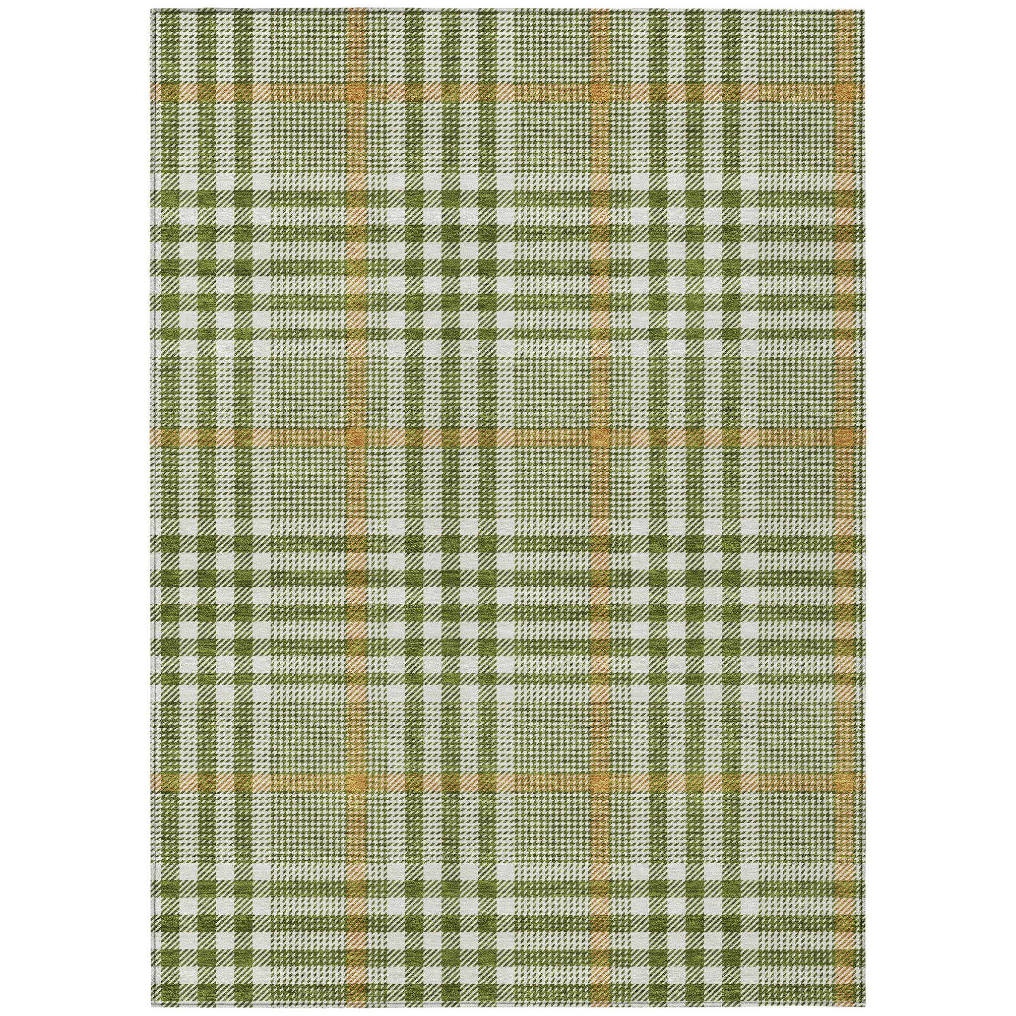 HomeRoots 9' X 12' Olive Green Plaid Washable Indoor Outdoor Area Rug ...