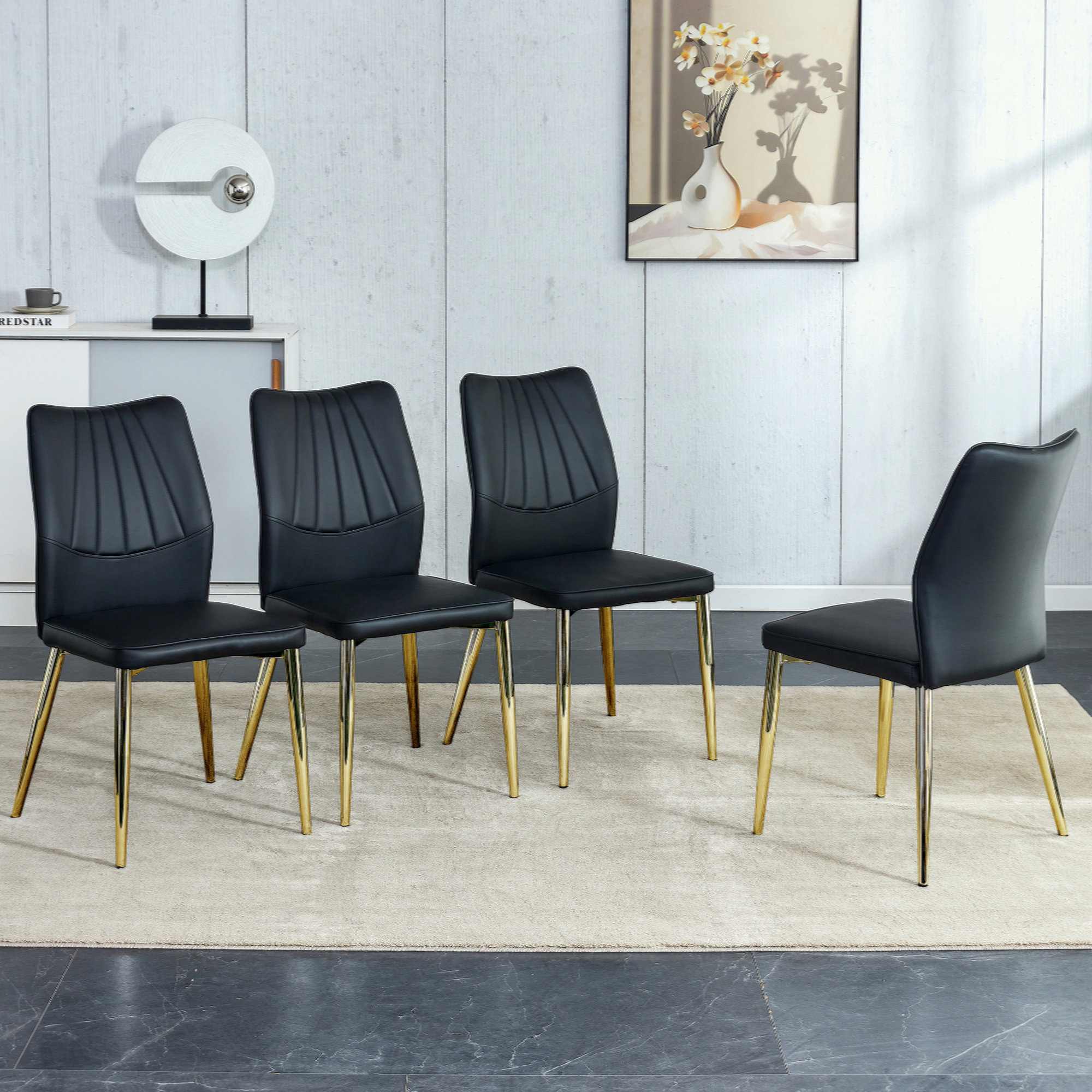 Ivy Bronx Four Dining Chairs. A Medieval Modern Chair Made Of PU ...