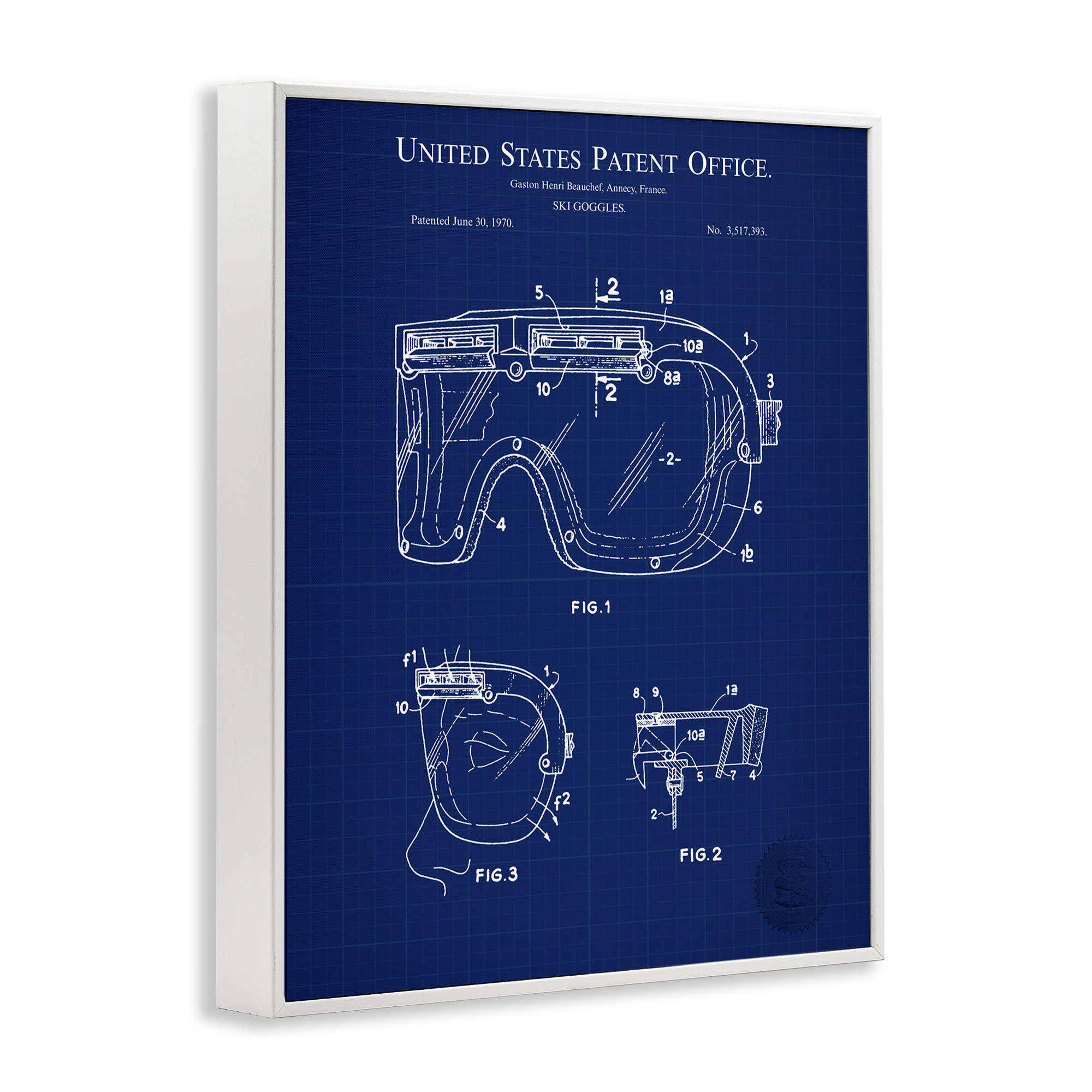 Stupell Industries Ski Goggles Blueprint Framed Giclee Art by Karl ...