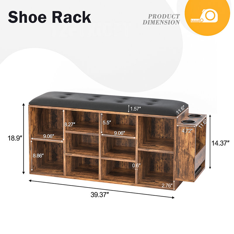 Millwood Pines 10 Pair Shoe Storage Cabinet, Upholstered Shoe Storage ...