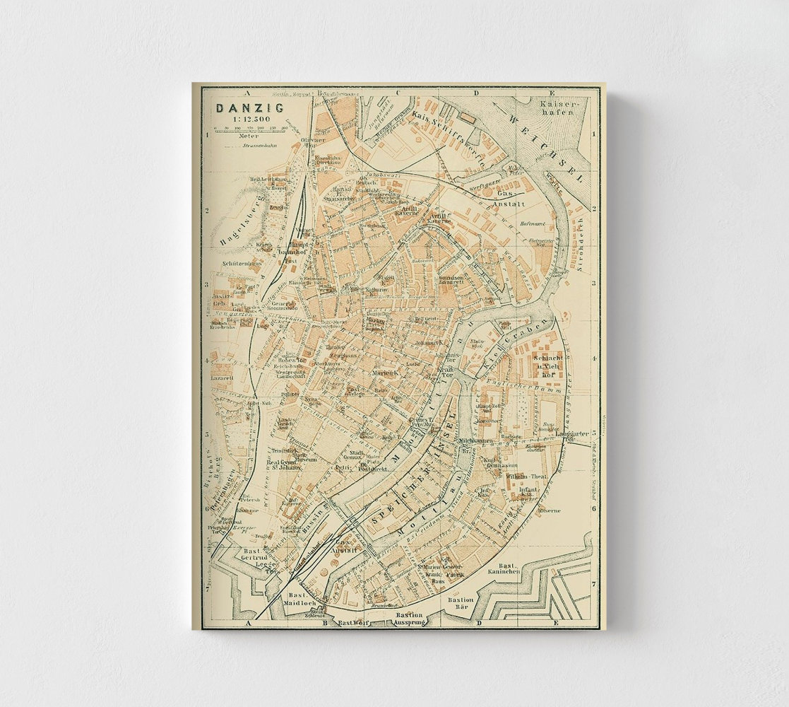 WeFrameArt Europe Danzig Gdansk Poland - Baedeker 1914, Antique Gdansk ...