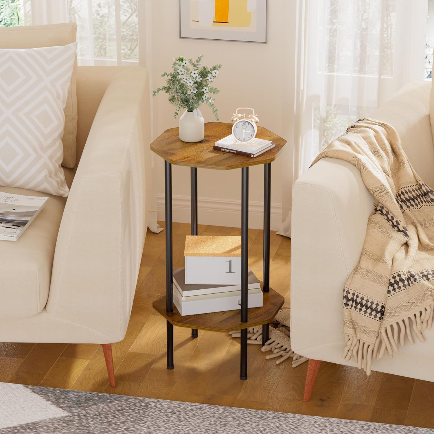 17 Stories Side Table, Octagonal End Table For Small Spaces,Nightstand ...