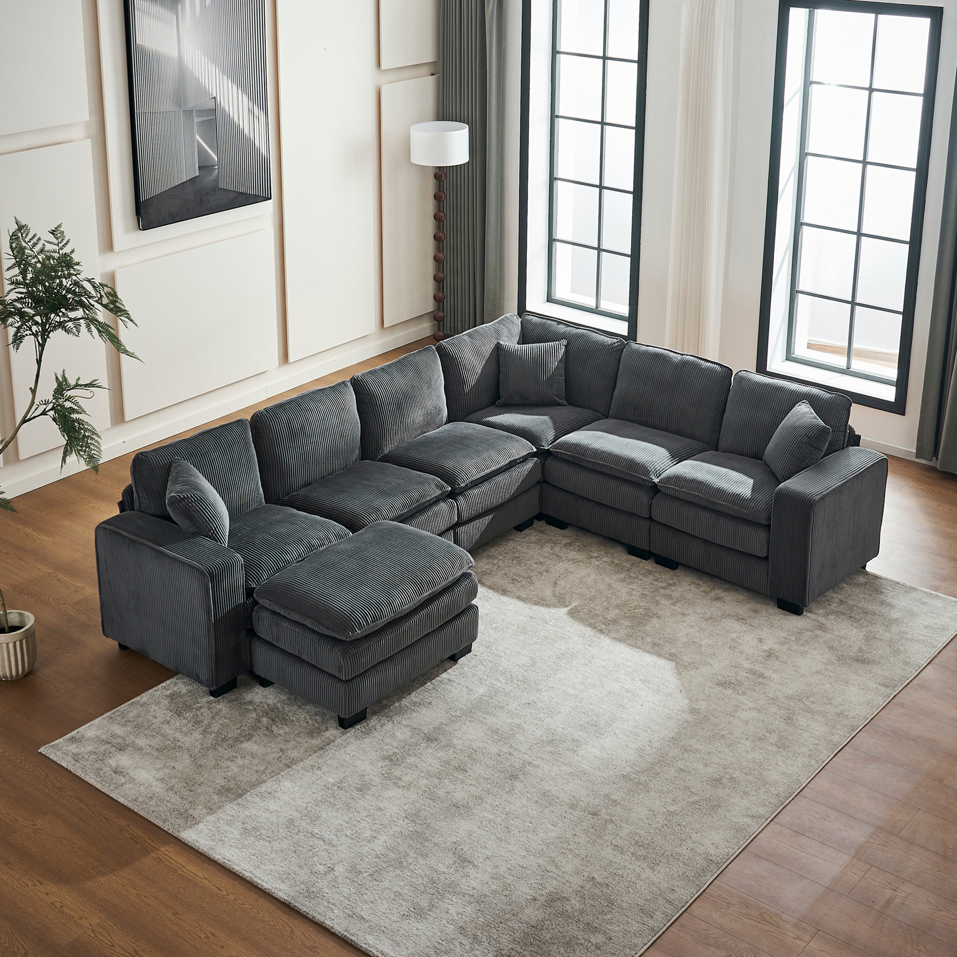 Orren Ellis Modern U Shaped 6-seat Sectional Sofa Couch | Wayfair