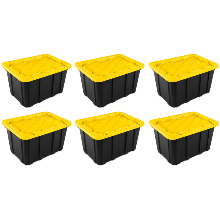 Sterilite 27 Gallon Industrial Stackable Storage Tote Lidded Containers ...