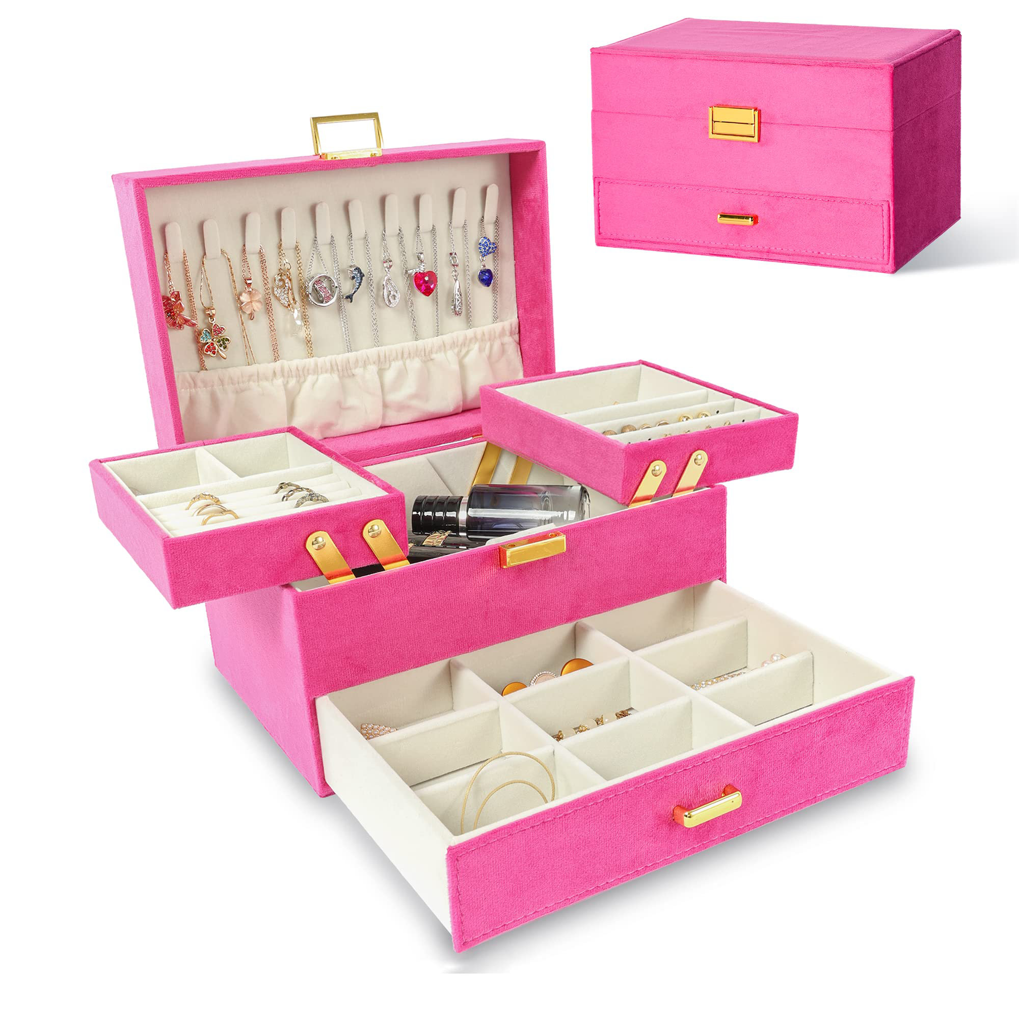 Astoria Grand 3 Layer Velvet Jewelry Boxes | Wayfair