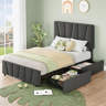 Ebern Designs Twin Bed Frame with Adjustable Headboard & 2 Drawers ...