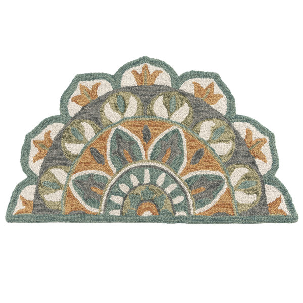 Dakota Fields Arla Floral Oriental Hand Tufted Scalloped Wool Area Rug ...