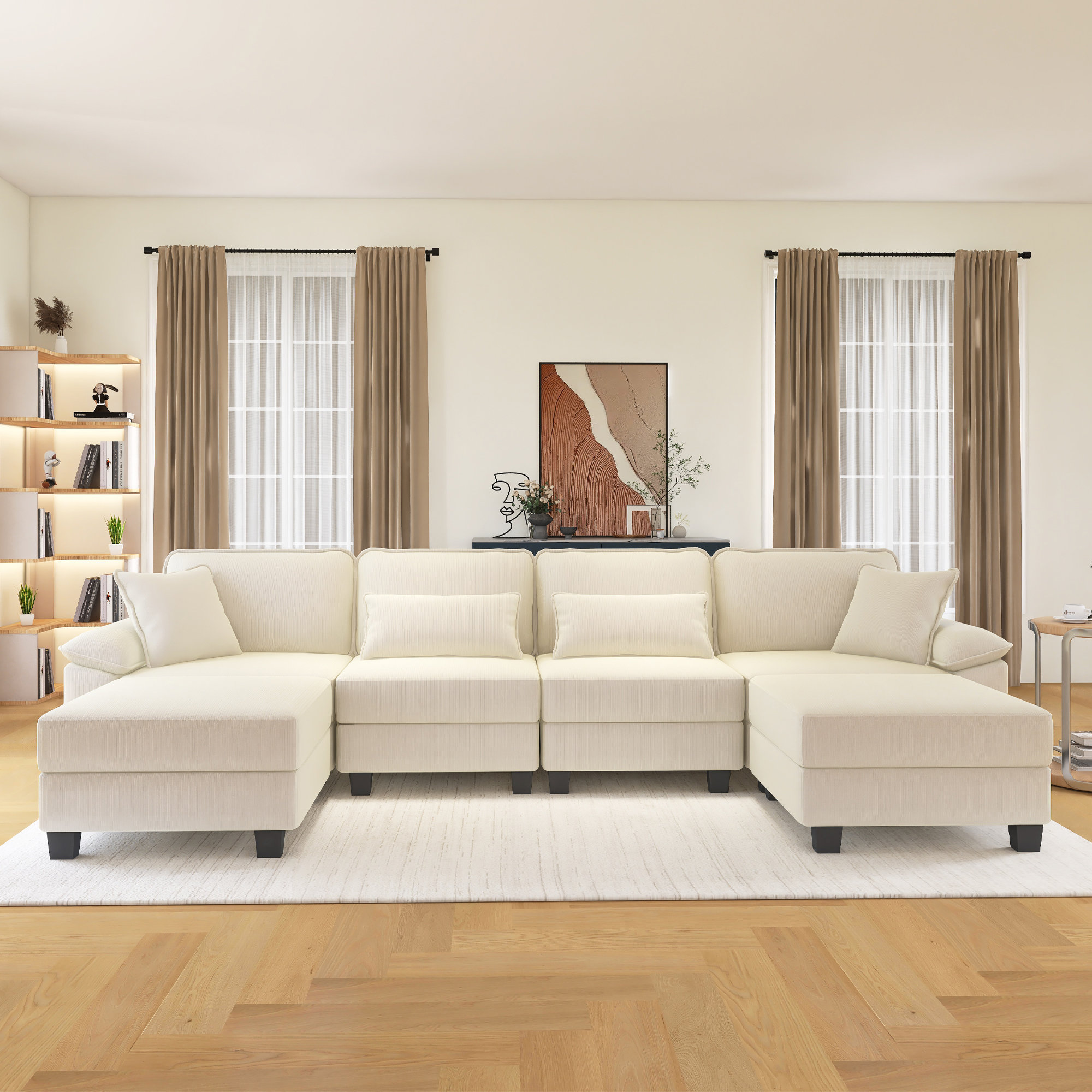 Latitude Run® Modular U Shaped Couch Sectional Sofa With Armrest Bags For Living Room | Wayfair