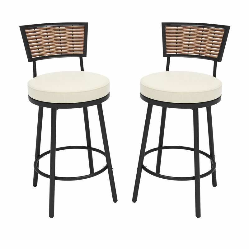 Bay Isle Home™ Swivel Outdoor Bar&Counter Stool with Cushion(Set of 2 ...