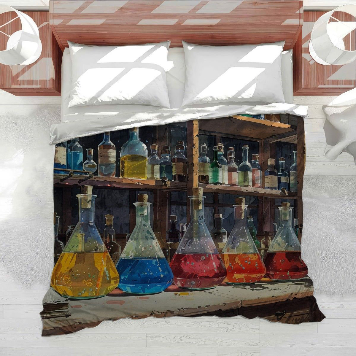 VisionDecor Chemistry Lab Bedding Science Duvet Cover Colorful Liquids ...