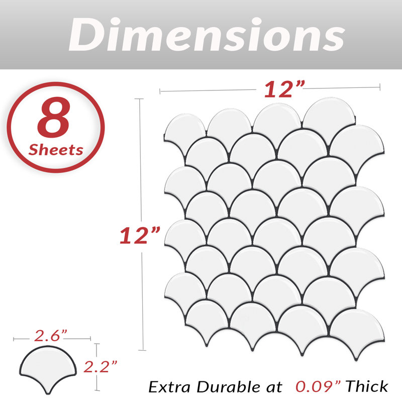 Décor Wow Peel & Stick Backsplash, (8) 12x12-inch Sheet Covers 8 Sq Ft ...