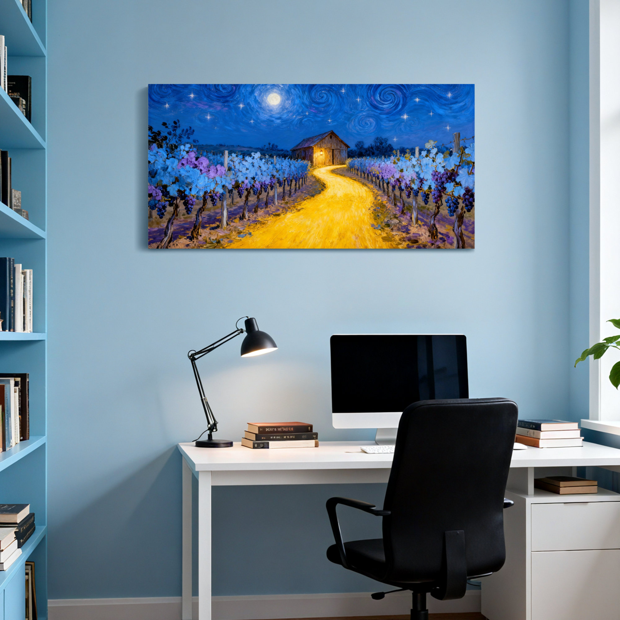 Red Barrel Studio® Landscape & Nature Starry Night Vineyard Pathway ...