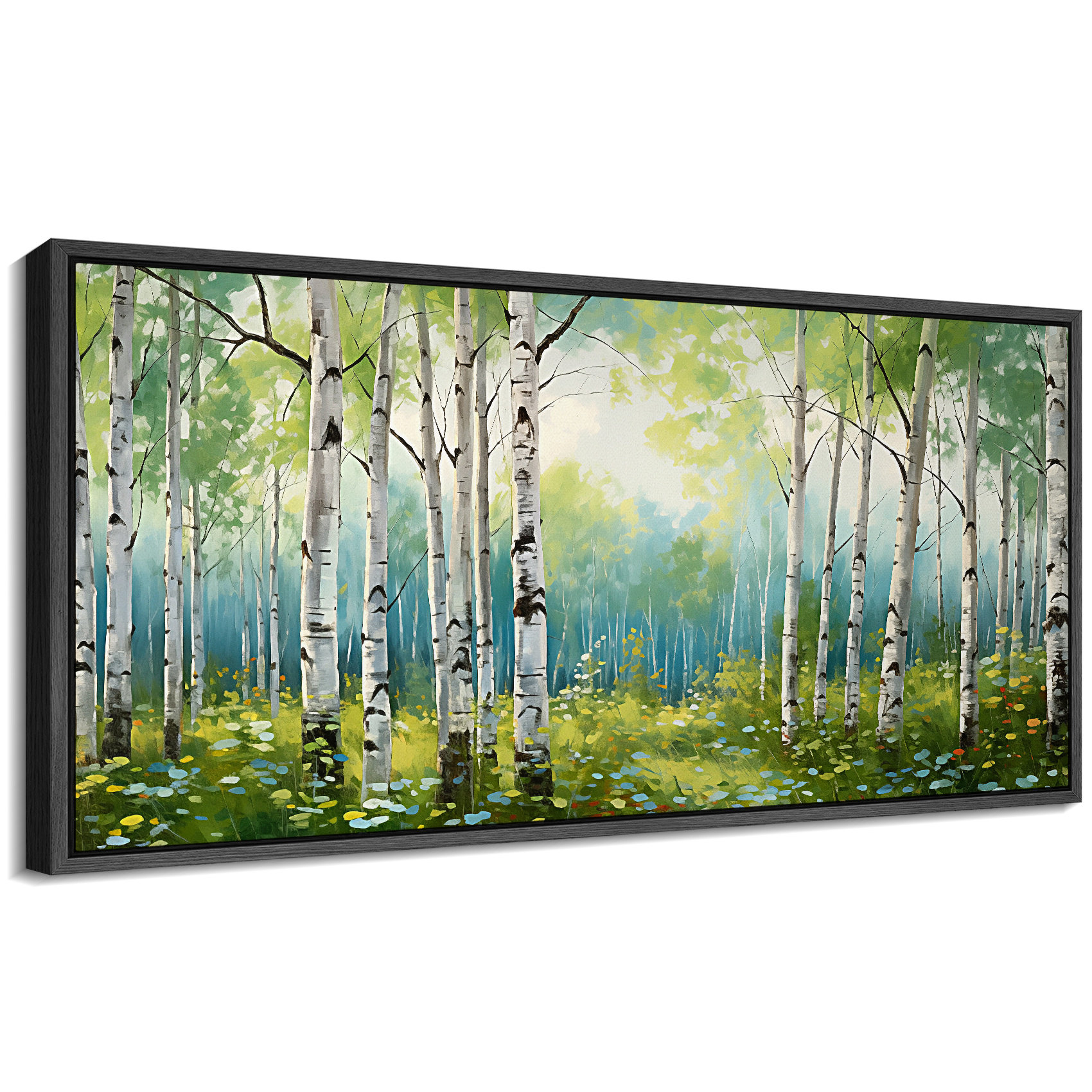 IDEA4WALL Aspen Birch Verdant Spring Birches Lush Woodland Framed On ...
