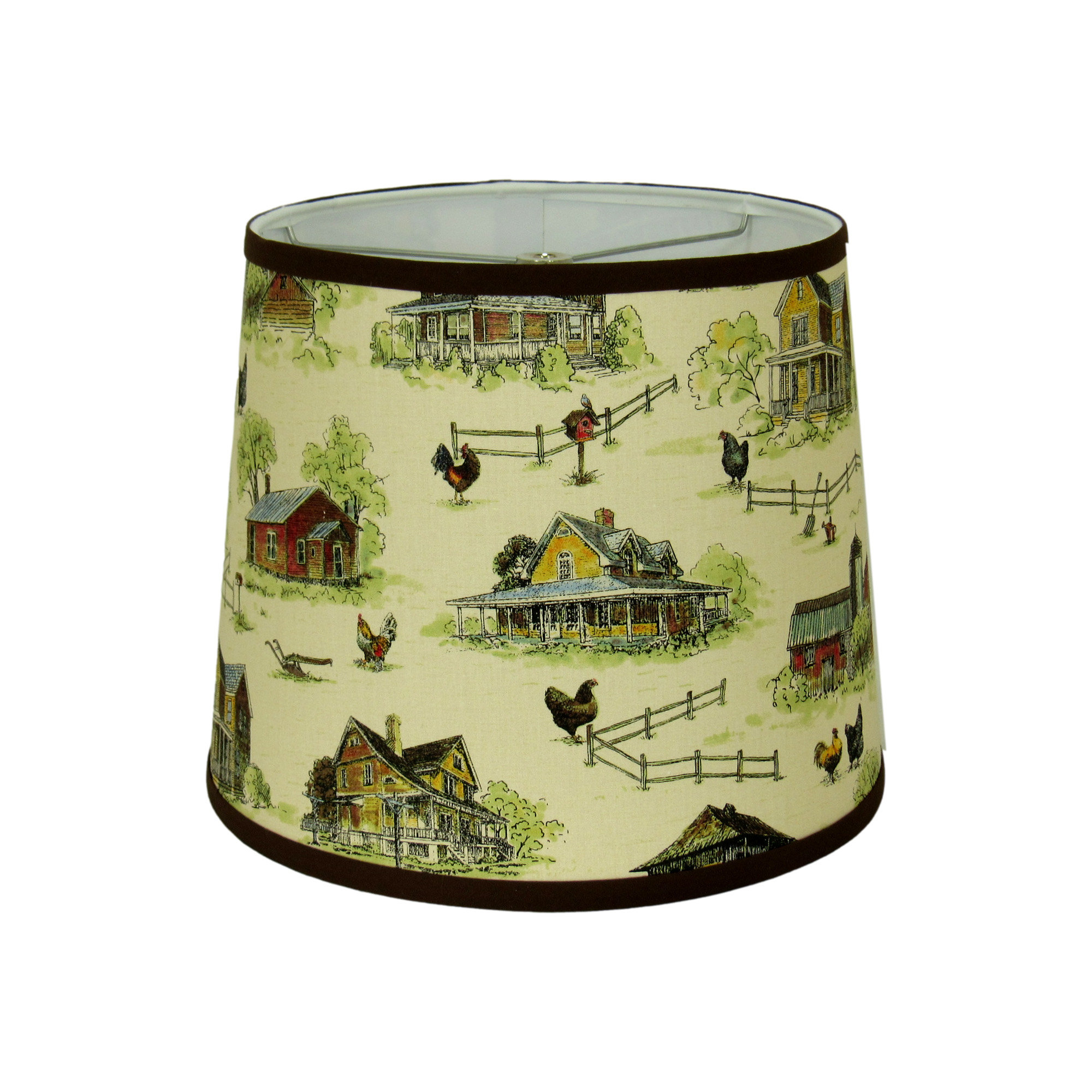August Grove® Farmhouse Lampshade With Roosters – Country Cottage Drum ...
