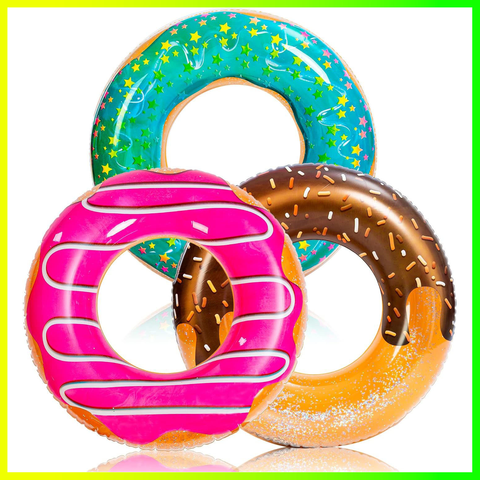 ABIXOL 3-Pack Inflatable Swim Tube Rafts - Vibrant Donut Design, Fun ...