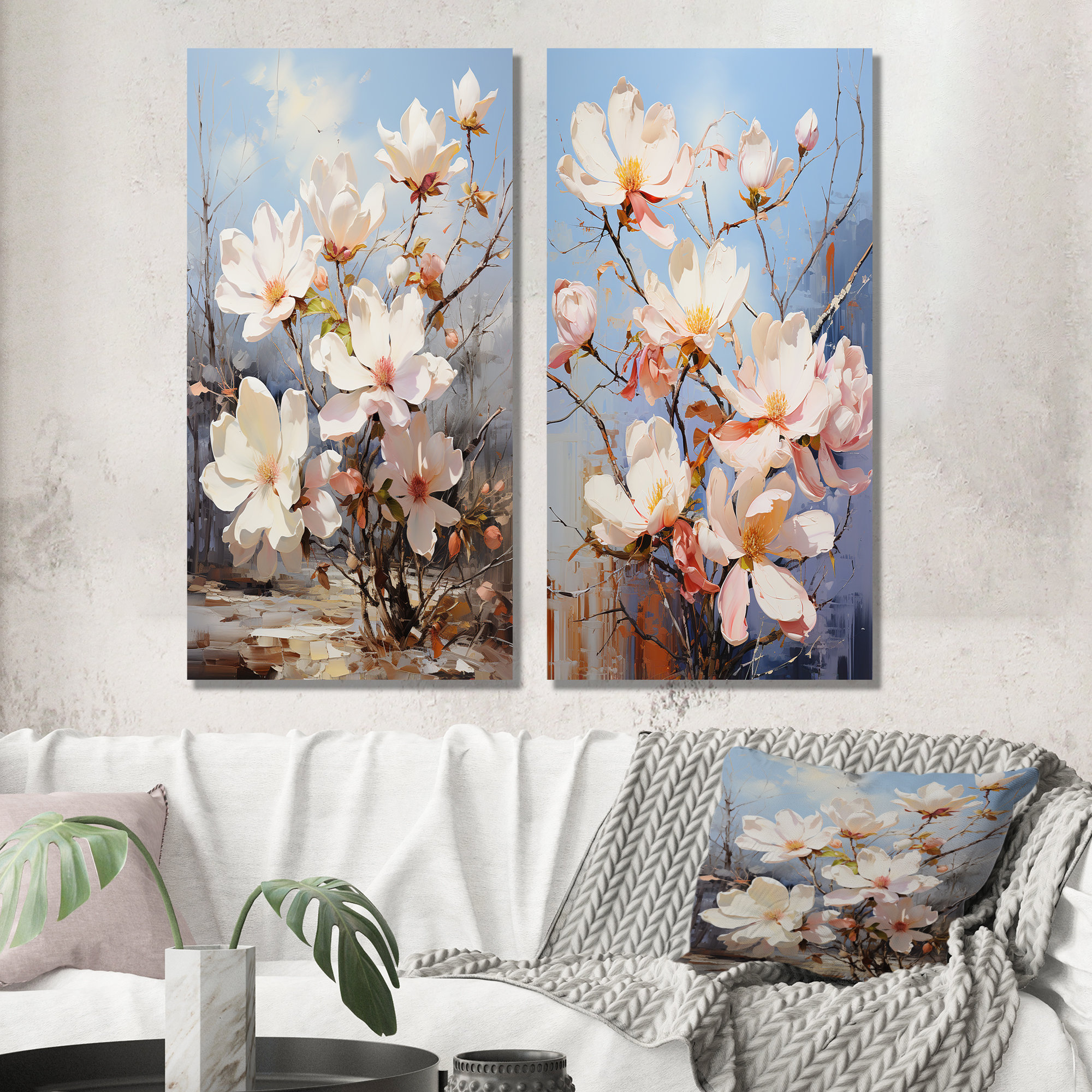 Red Barrel Studio® Pearl White Magnolias Bloom In Sunlit Garden ...