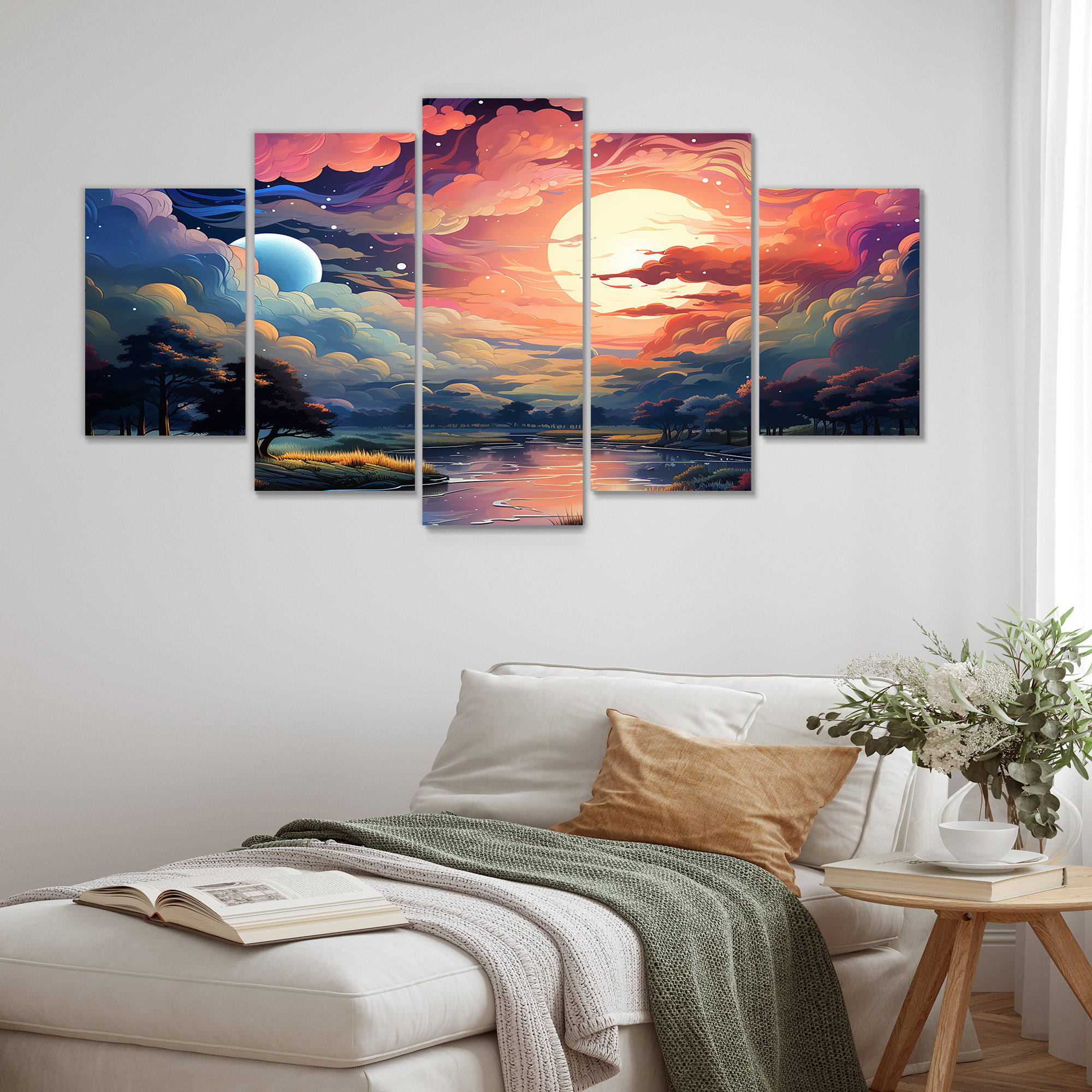 Lark Manor™ Panoramic Sky Canopy Horizon II - Rainbow Multipanel Wall ...