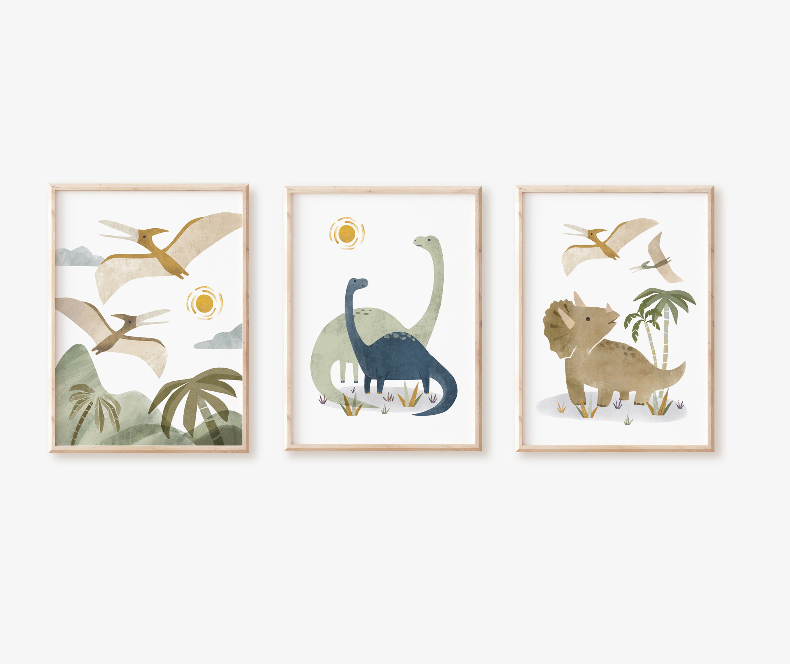 Nemo and Her Dinosaur Art 3- Piece Set Paper Print - Unframed Prints ...