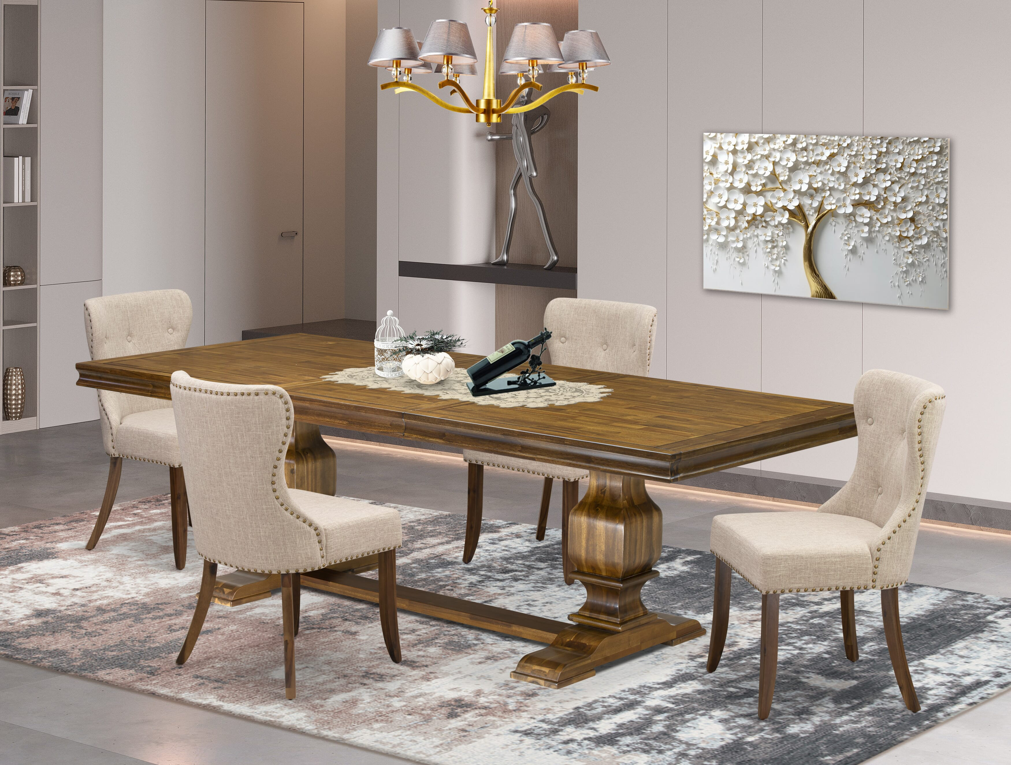 Red Barrel Studio® 5-pc Mid Century Dining Set consists of a Modern ...