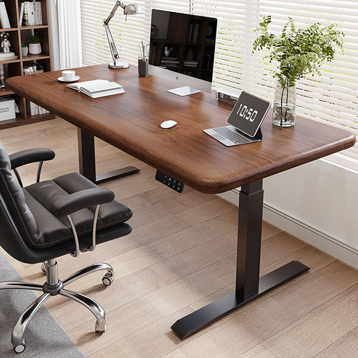 Wren Decors Nut-Brown Rectangular Hight adjustable Solid Wood desk ...