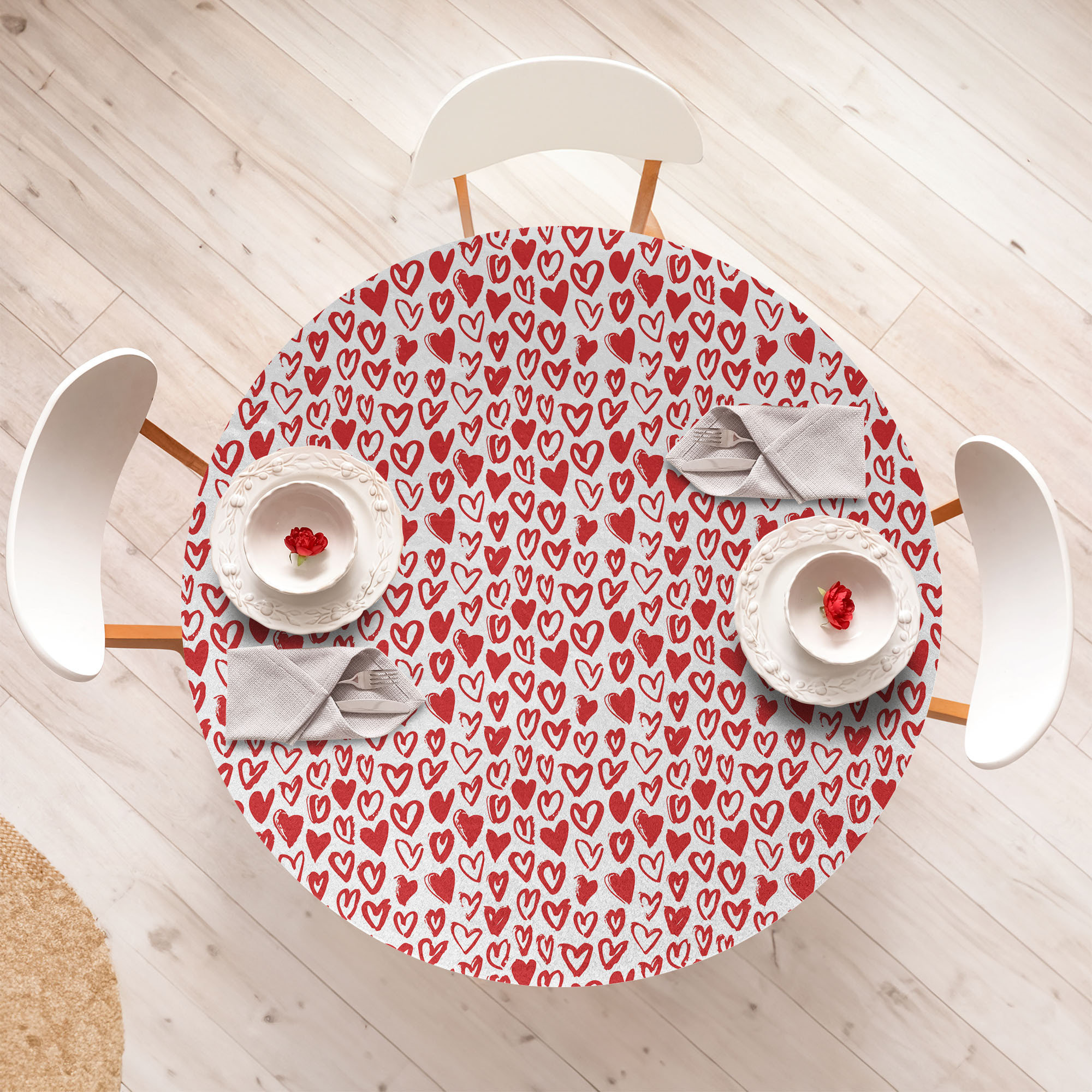 Mercer41 Valentines Day Fitted Round Tablecloth Diameter Vermilion ...