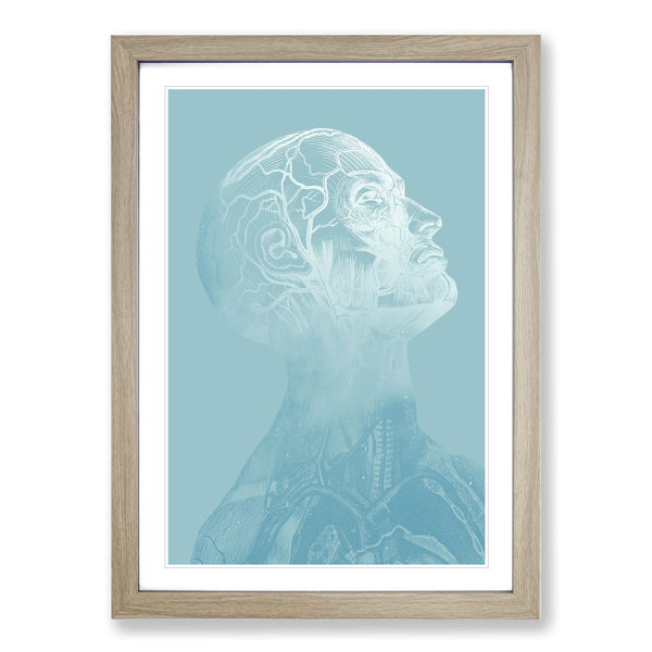 East Urban Home Teal Anatomical Twilight Head - Picture Frame Graphic ...