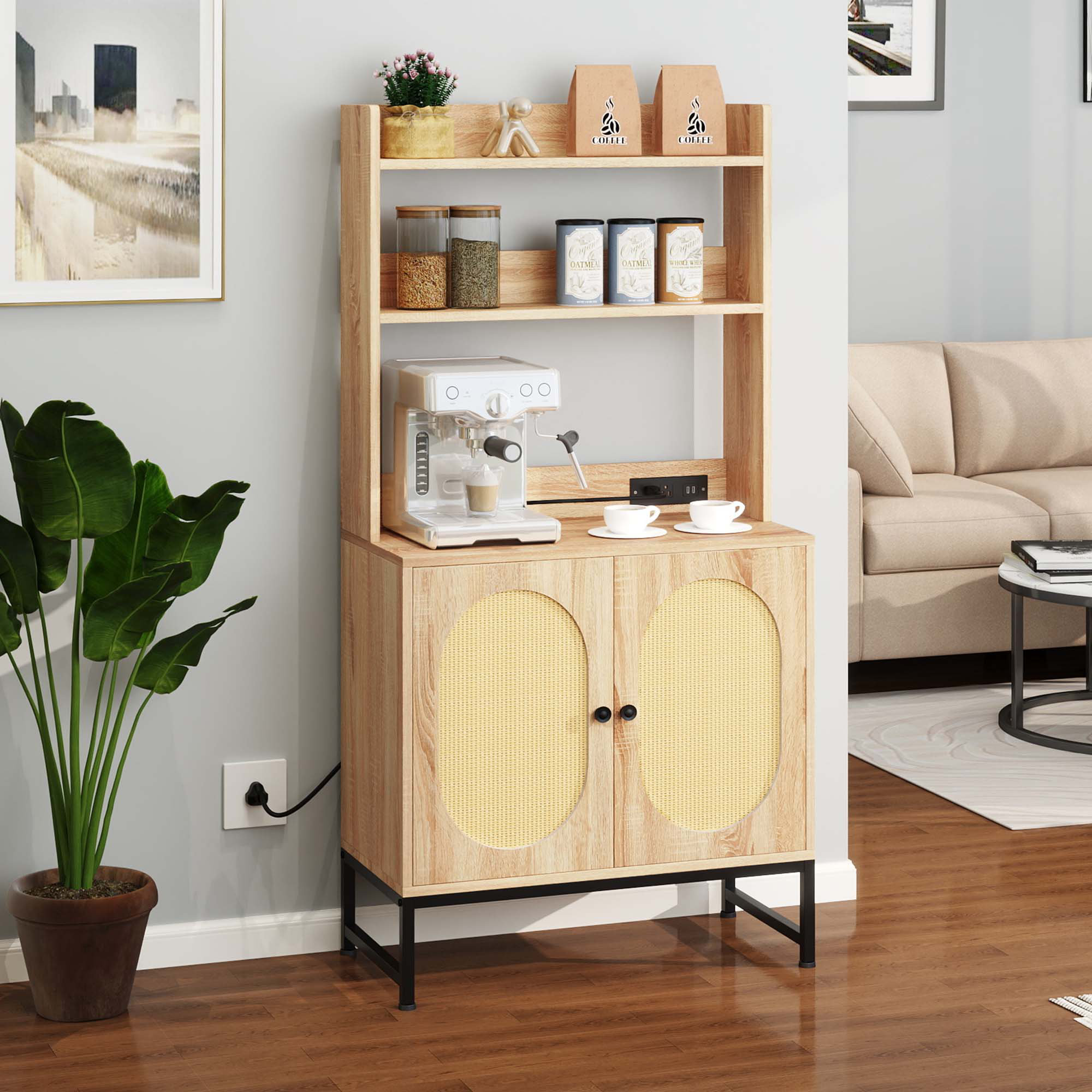 Beachcrest Home™ Mikel 31.5'' Wood Standard Baker's Rack with Microwave ...