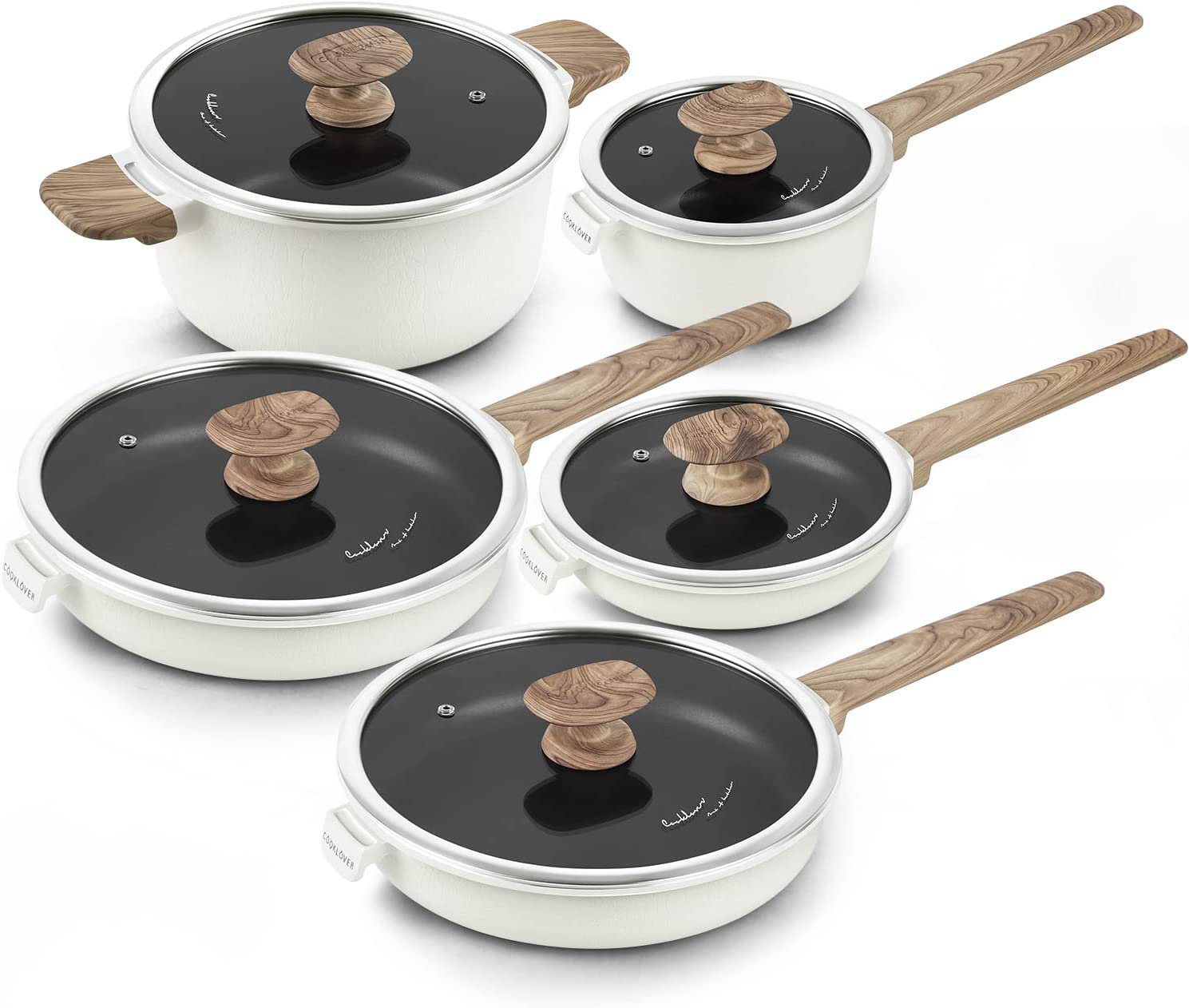 CG INTERNATIONAL TRADING Nonstick Ceramic Cookware Set Non Toxic 100% ...