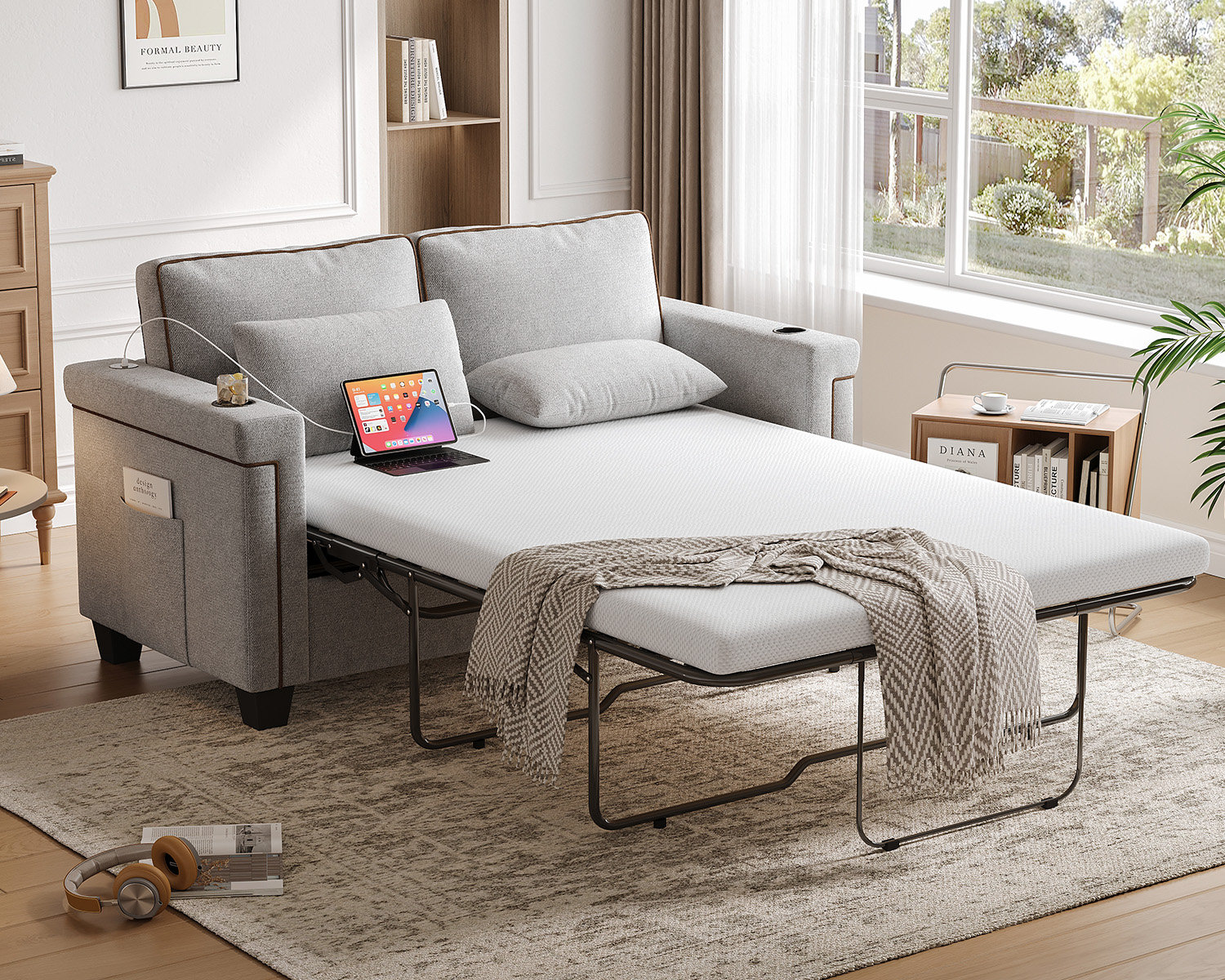 COPIAE 2 in 1 Spacious Sleeper Couch, Two Seat Loveseat Sleeper Sofa ...