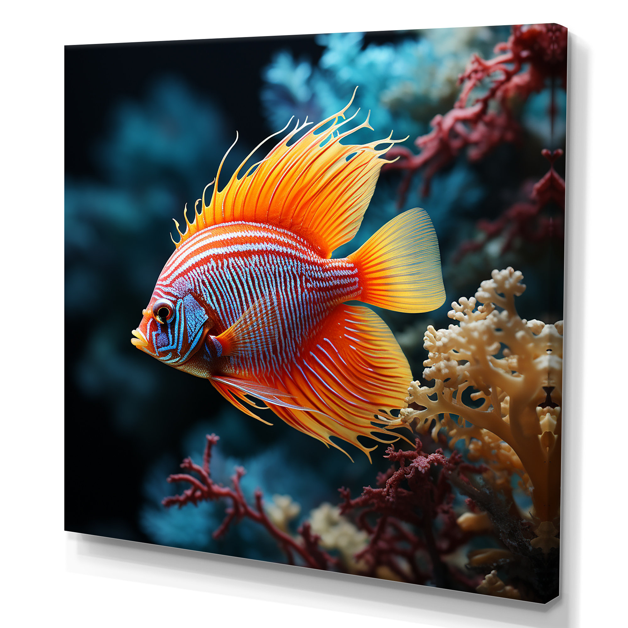 Design Art Beautiful Blue And Orange Butterflyfish III - Beach & Ocean ...