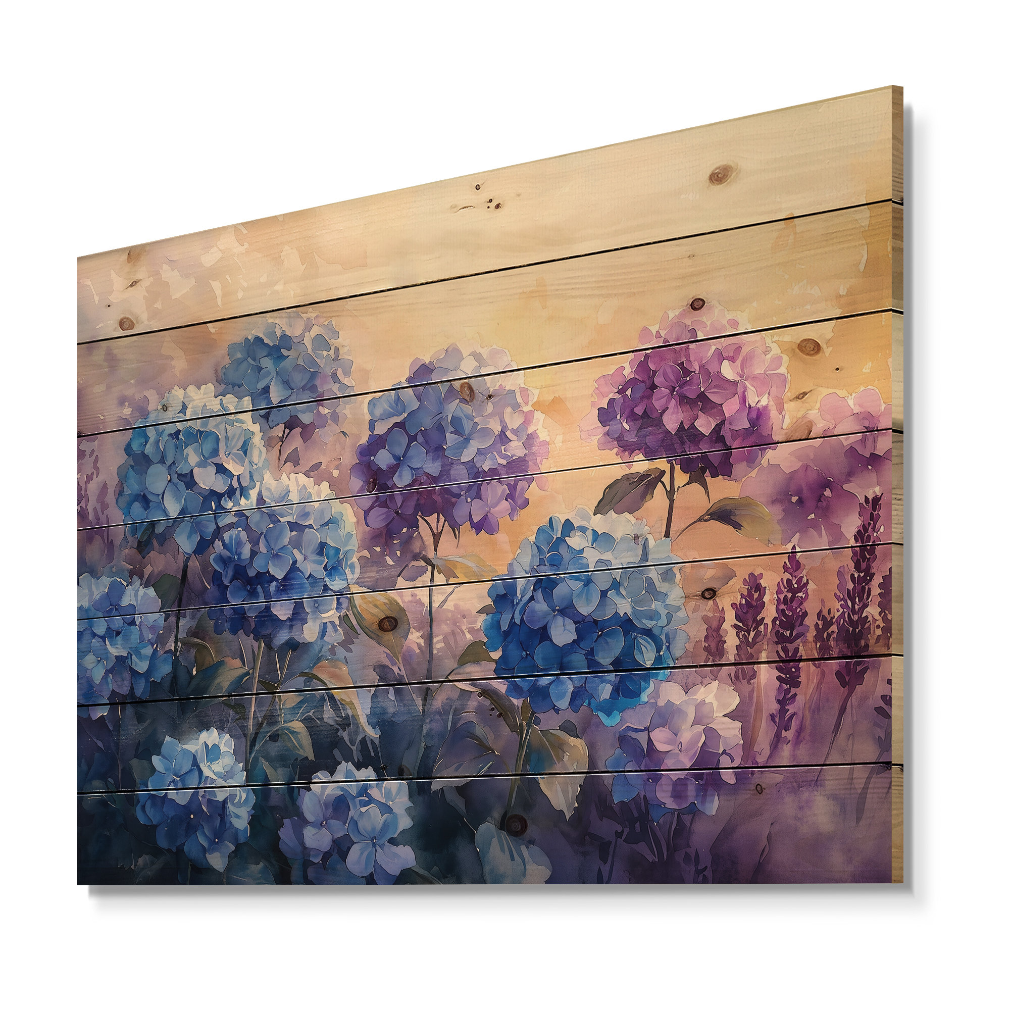 Ophelia & Co. Hydrangeas In The Lavender Field I - Hydrangea Wood Wall ...