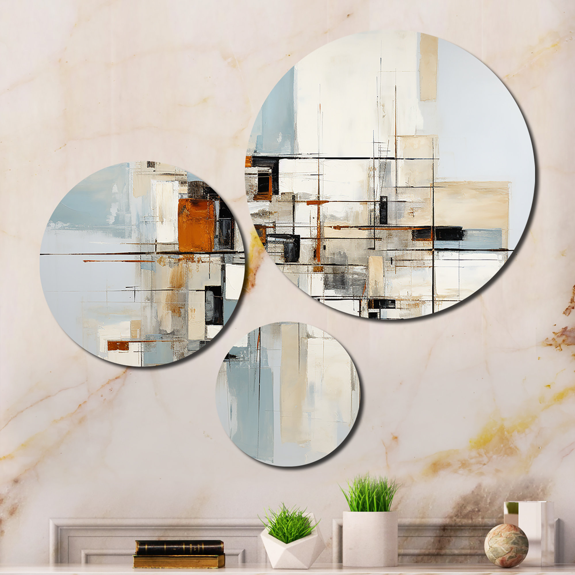 Ivy Bronx Beige Teal Suprematism Fragmented Geometries II - Abstract ...