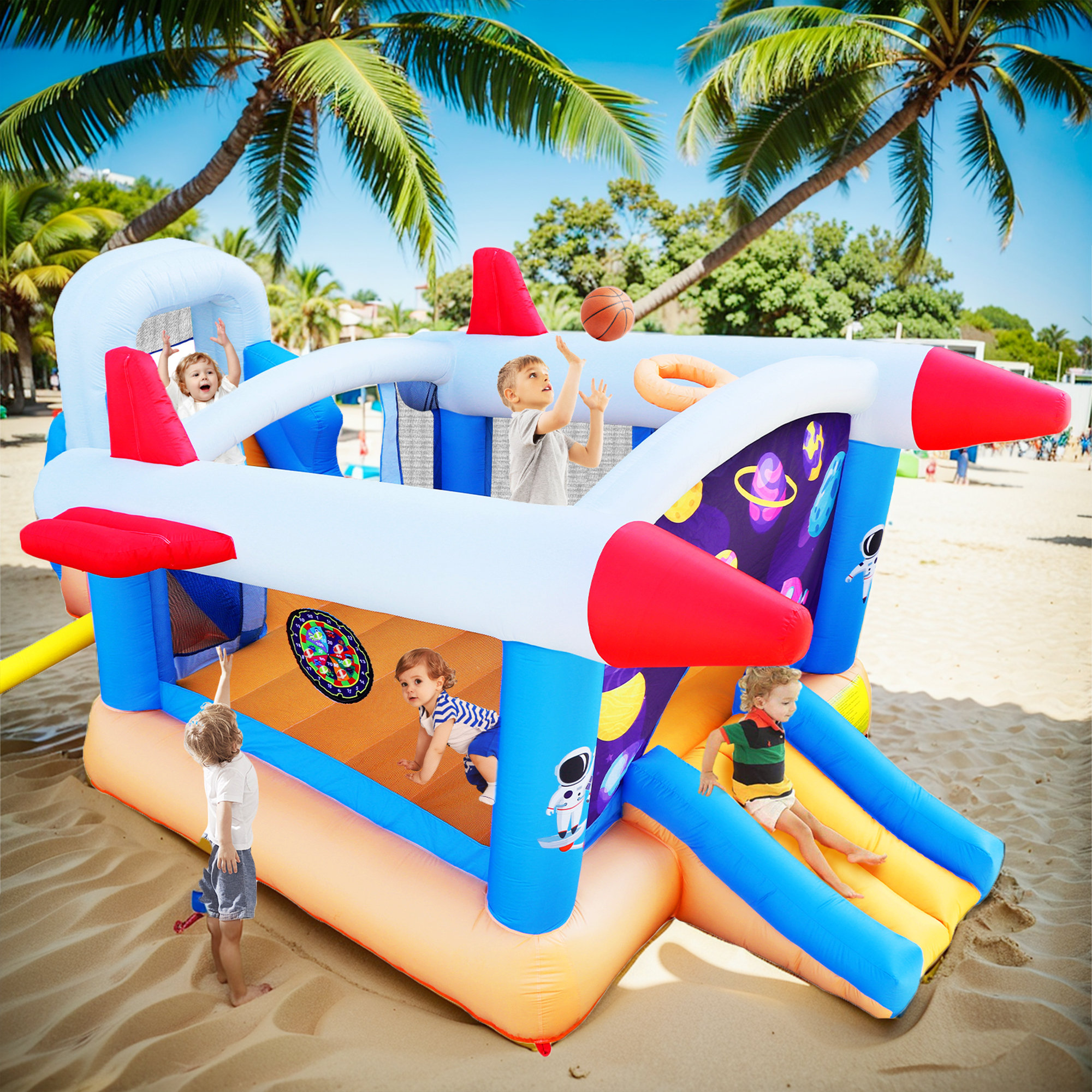 Homey. 6 In 1 Outdoor Indoor Inflatable Bounce House With Ball ...