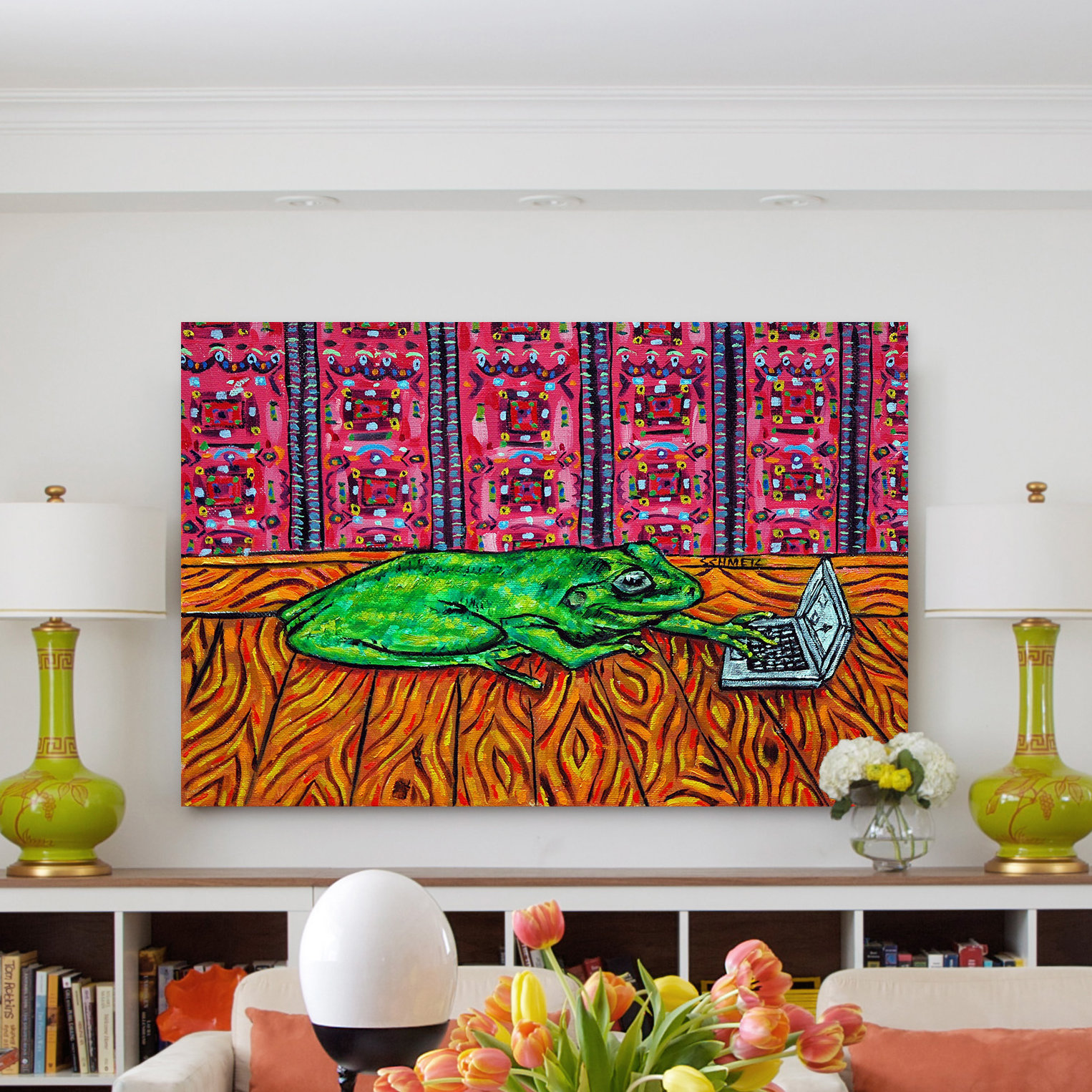 Latitude Run® Frog Computer by Jay Schmetz - Print on Canvas | Wayfair