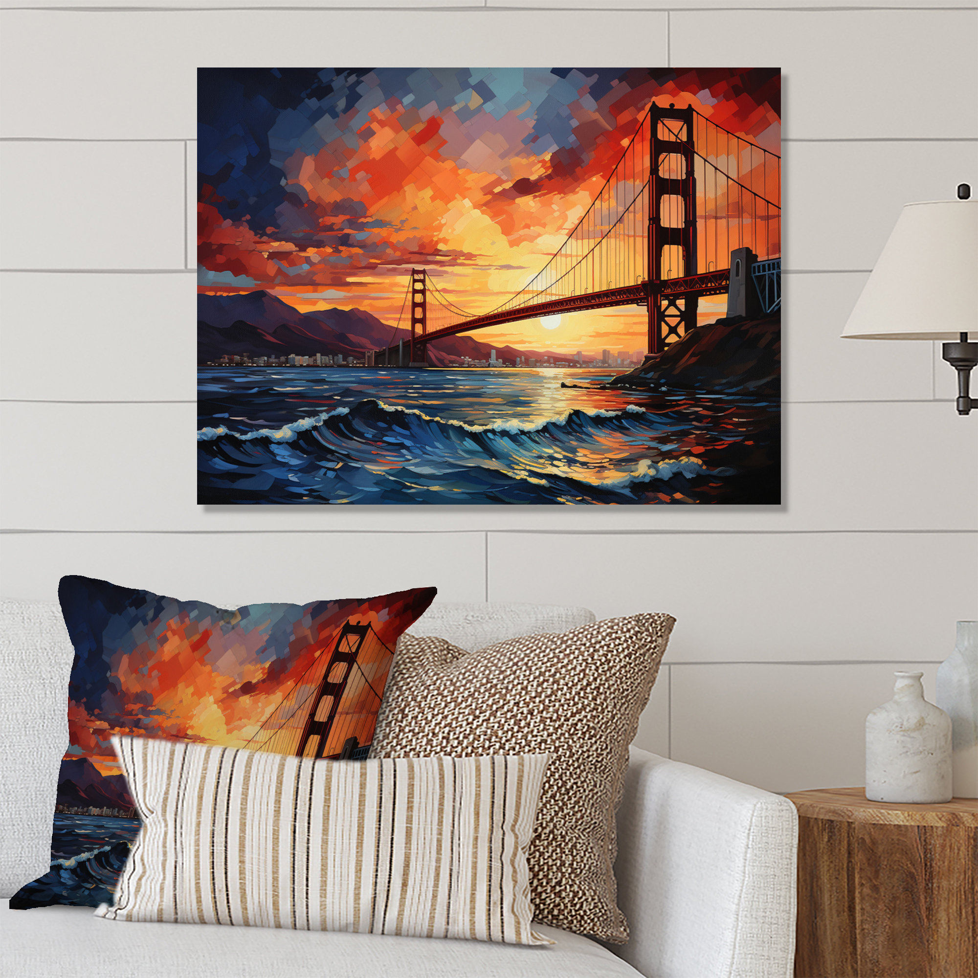 Highland Dunes Orange Bridge Golden Gateway I - Bridges Metal Art Print ...