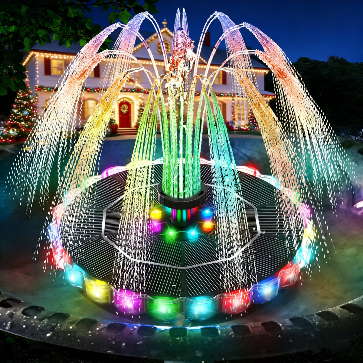 Arlmont & Co. Solar Bird Bath Fountain With 8 Nozzles – 2000Mah Battery ...