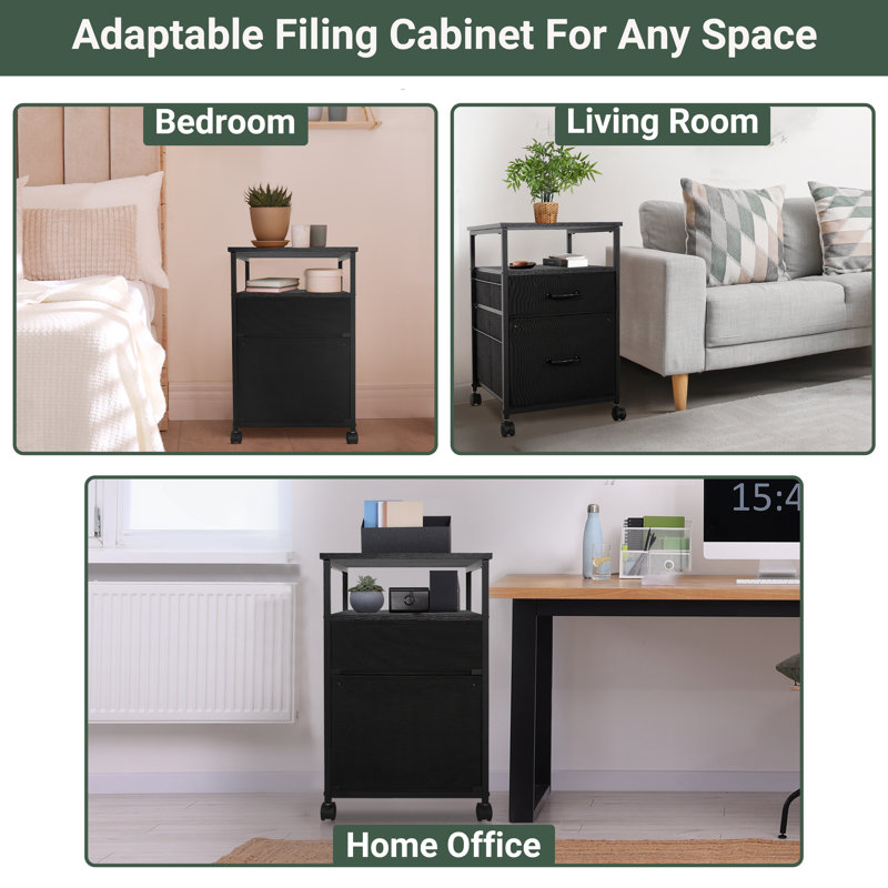 Ebern Designs 2 Drawer Mobile File Cabinet, Office Drawer with Open ...